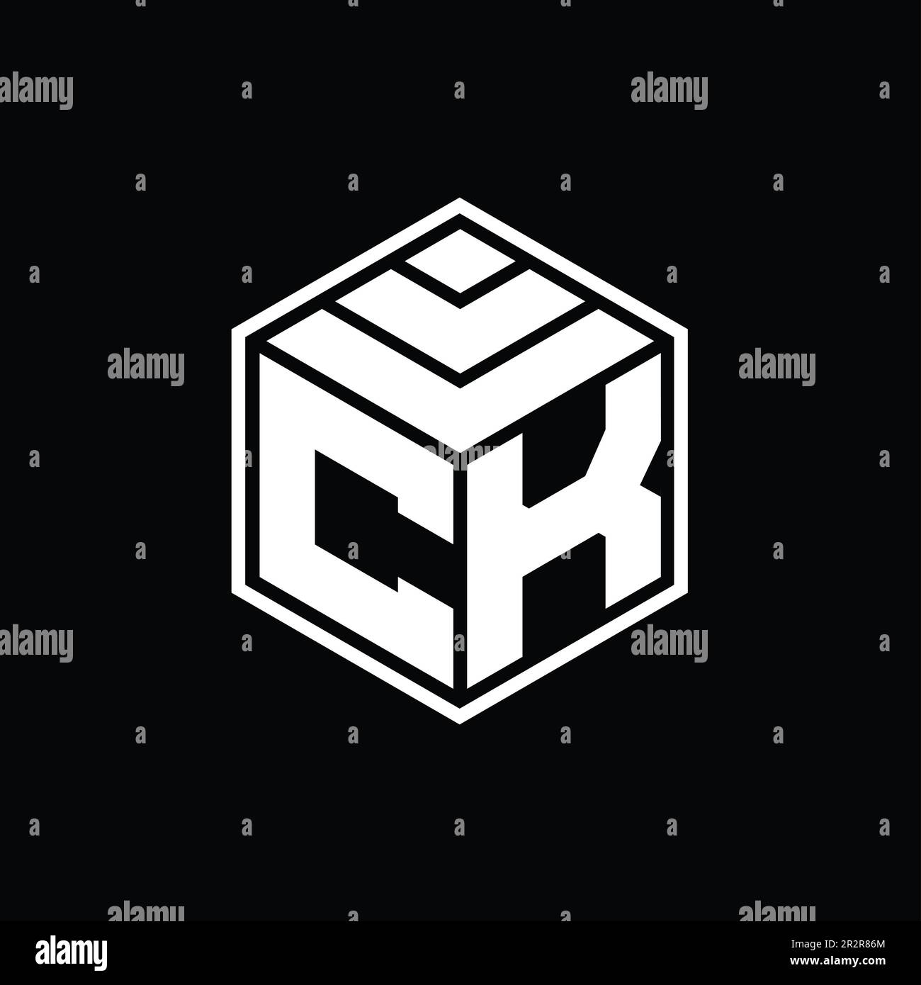 CK Logo monogram with hexagon geometric shape isolated outline design template Stock Photo - Alamy