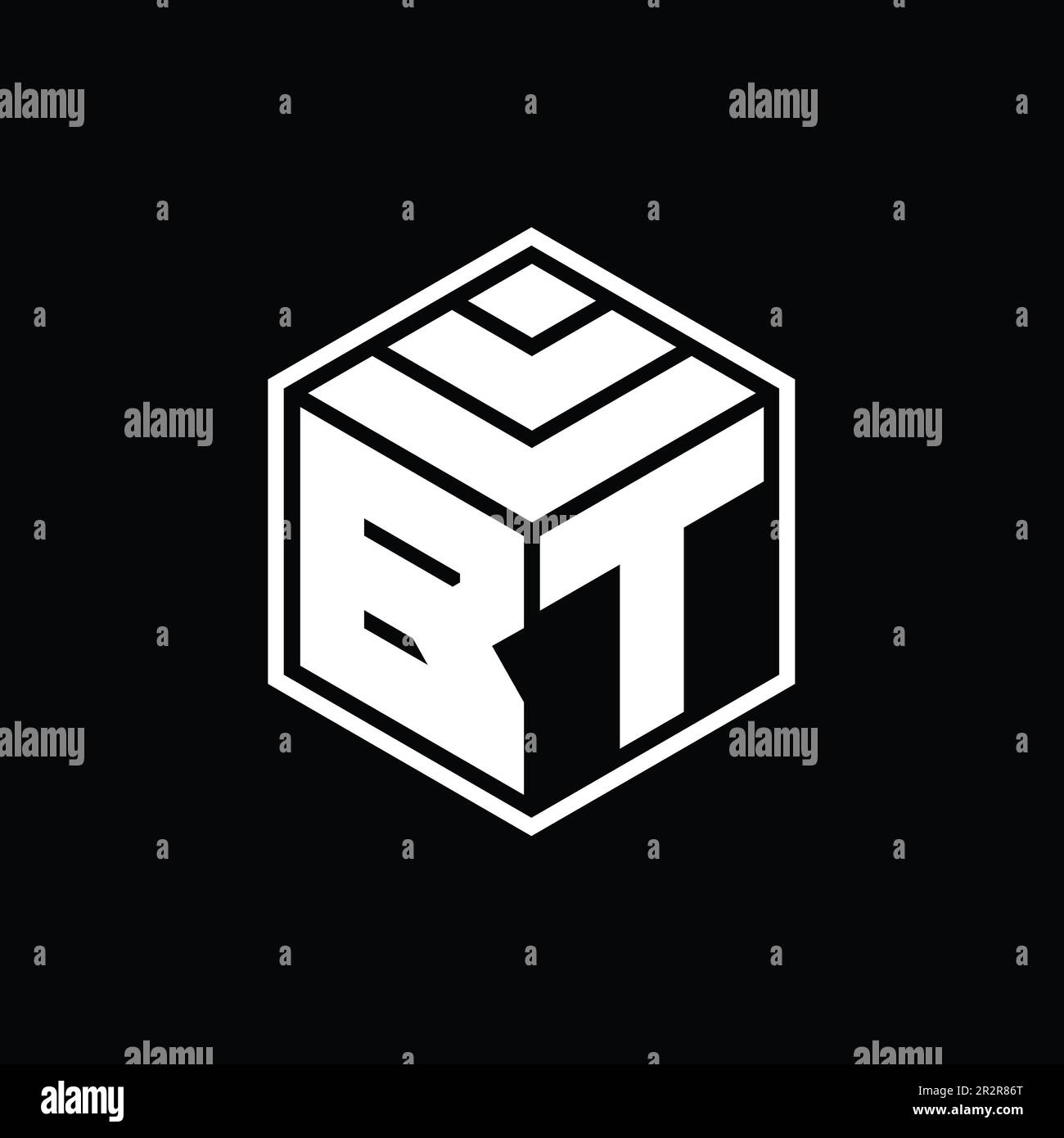 BT Logo monogram with hexagon geometric shape isolated outline design ...