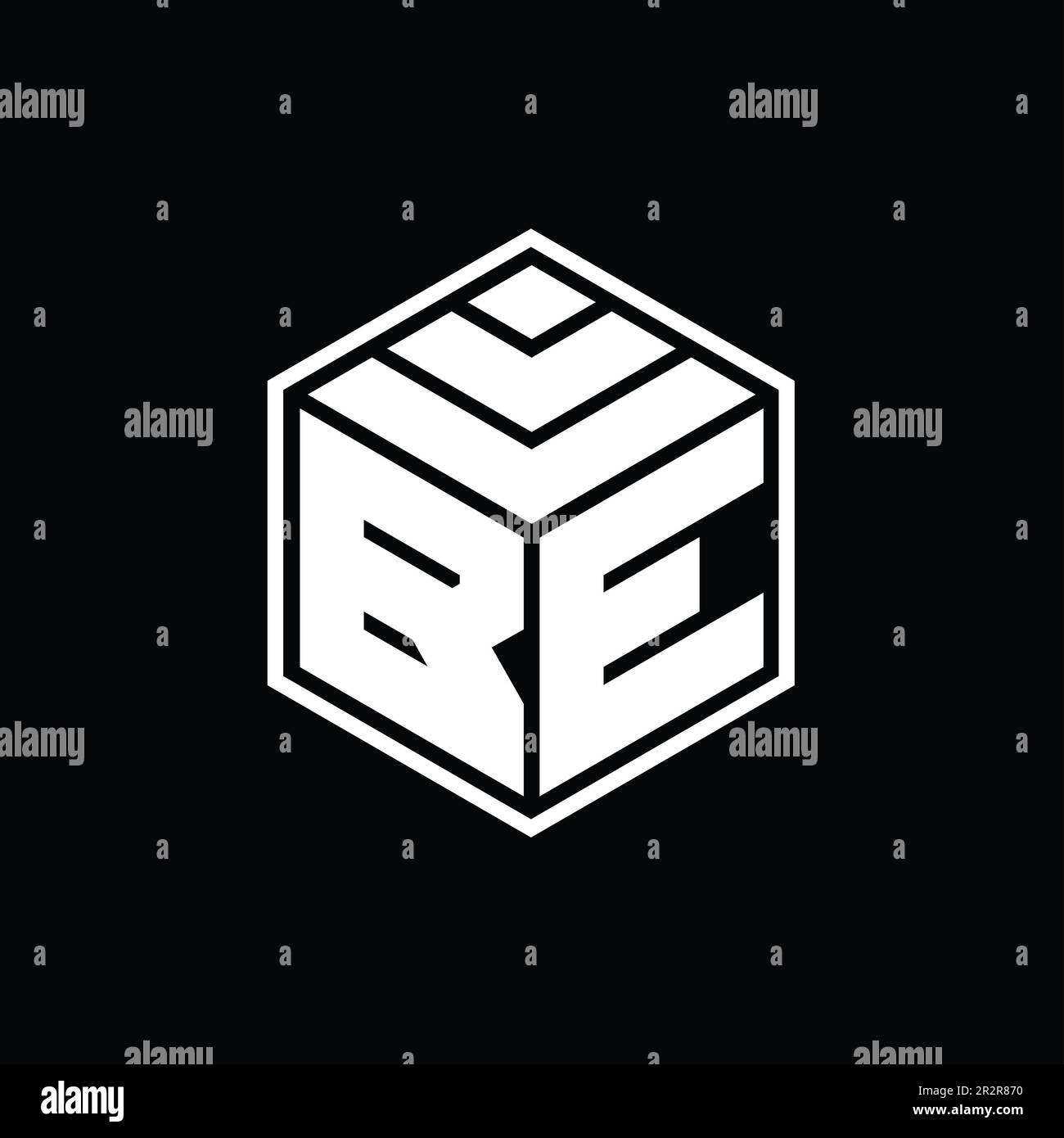 BE Logo monogram with hexagon geometric shape isolated outline design ...