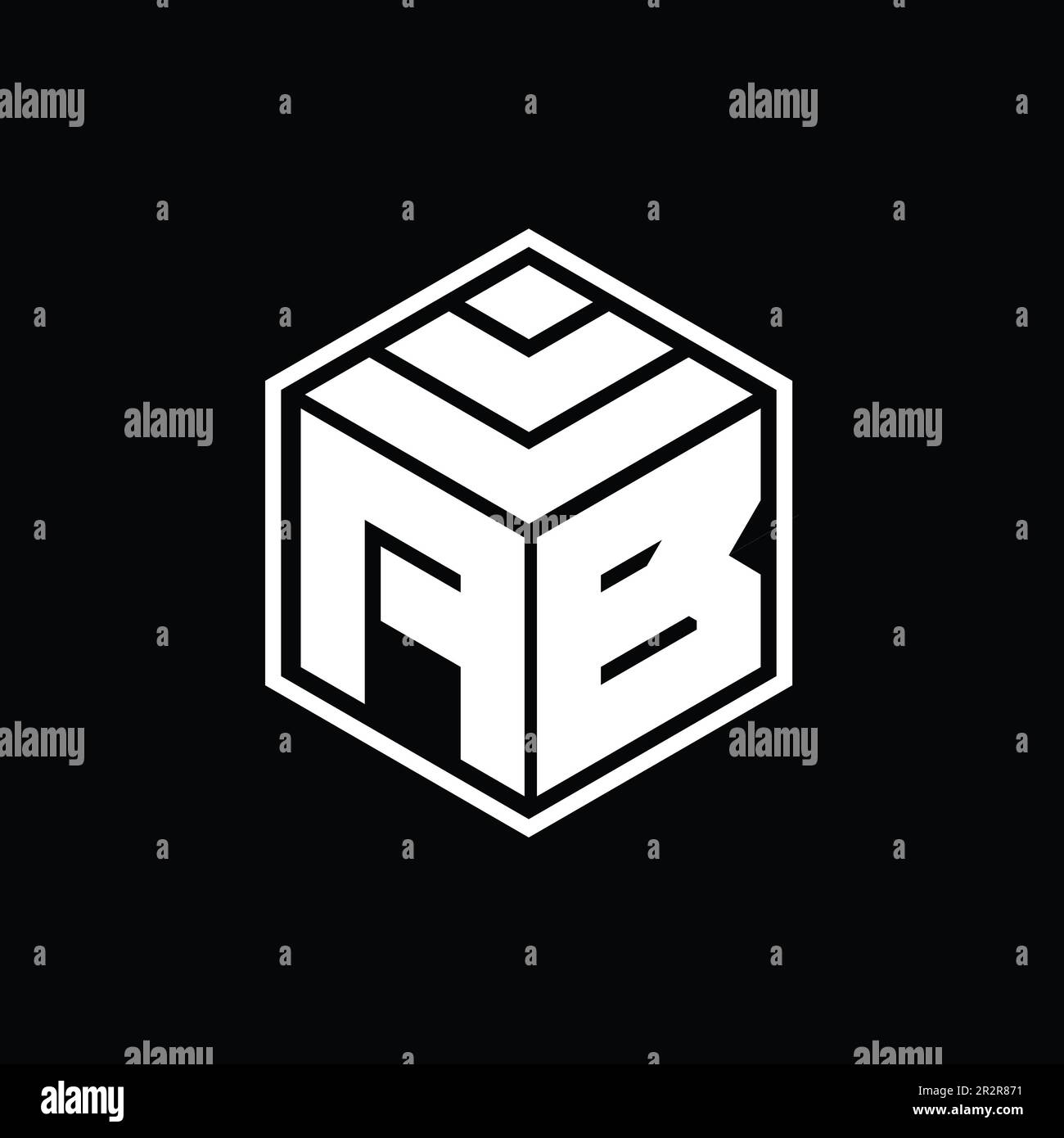 AB Logo monogram with hexagon geometric shape isolated outline design ...
