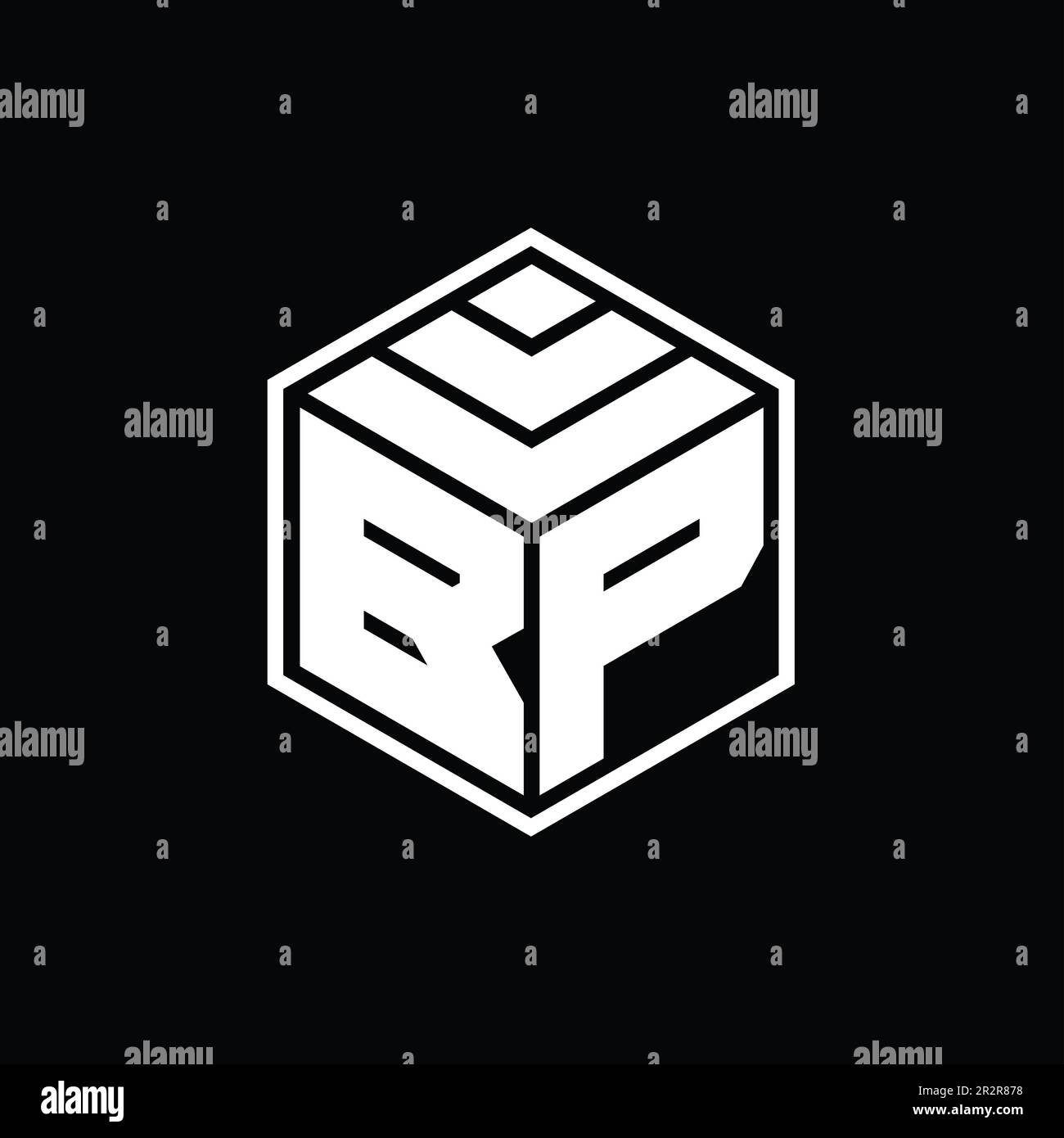 BP Logo monogram with hexagon geometric shape isolated outline design ...