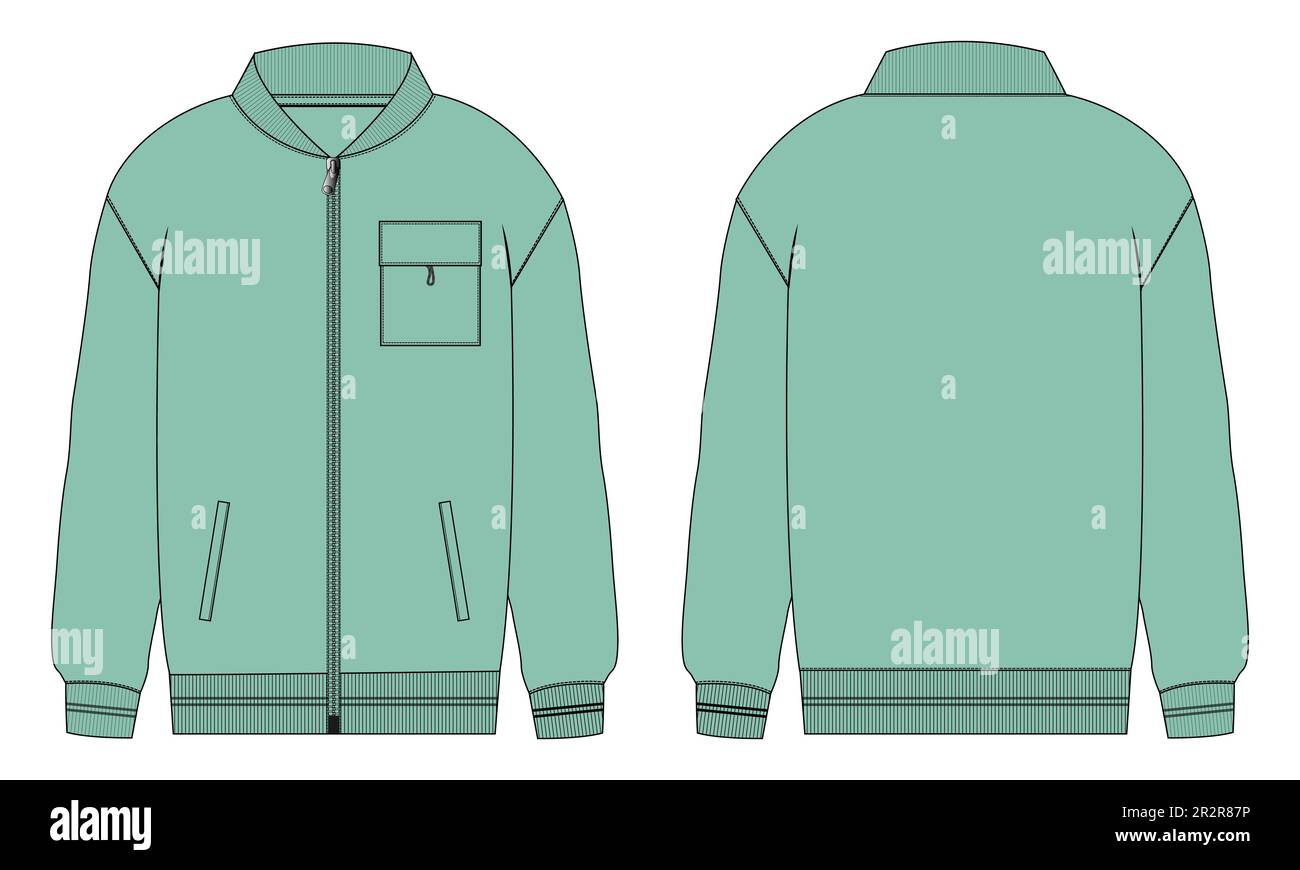 Bomber Jacket Technical Drawing Fashion flat sketch vector illustration ...