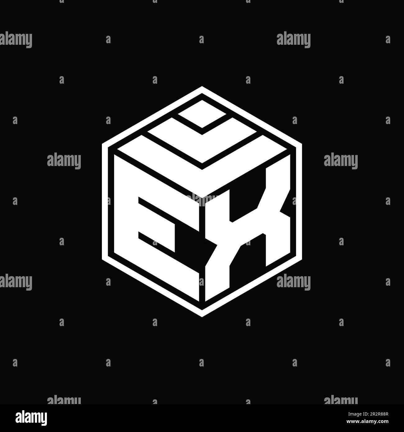 EX Logo monogram with hexagon geometric shape isolated outline design template Stock Photo - Alamy