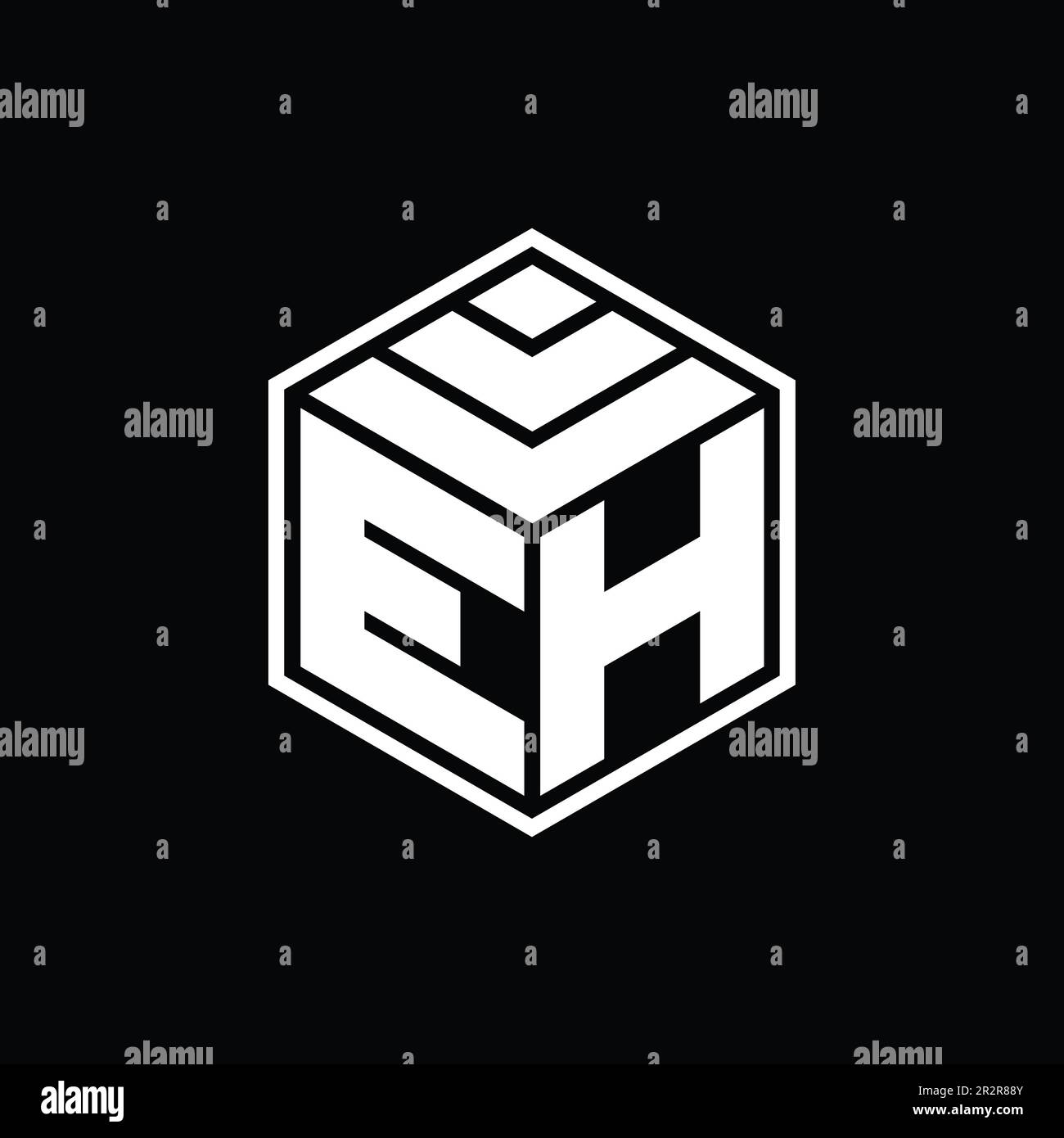 EH Logo monogram with hexagon geometric shape isolated outline design ...