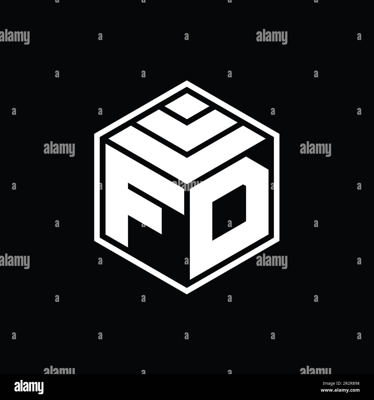 FD Logo monogram with hexagon geometric shape isolated outline design ...
