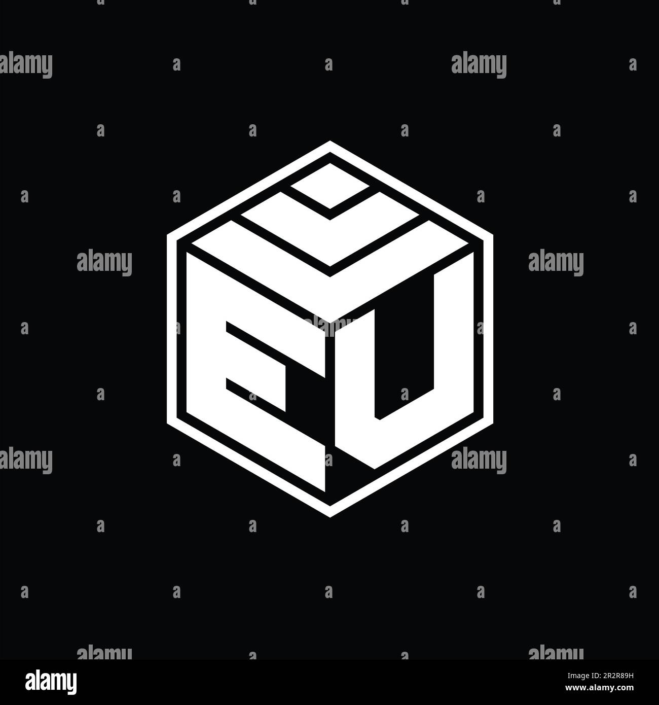 EV Logo monogram with hexagon geometric shape isolated outline design ...