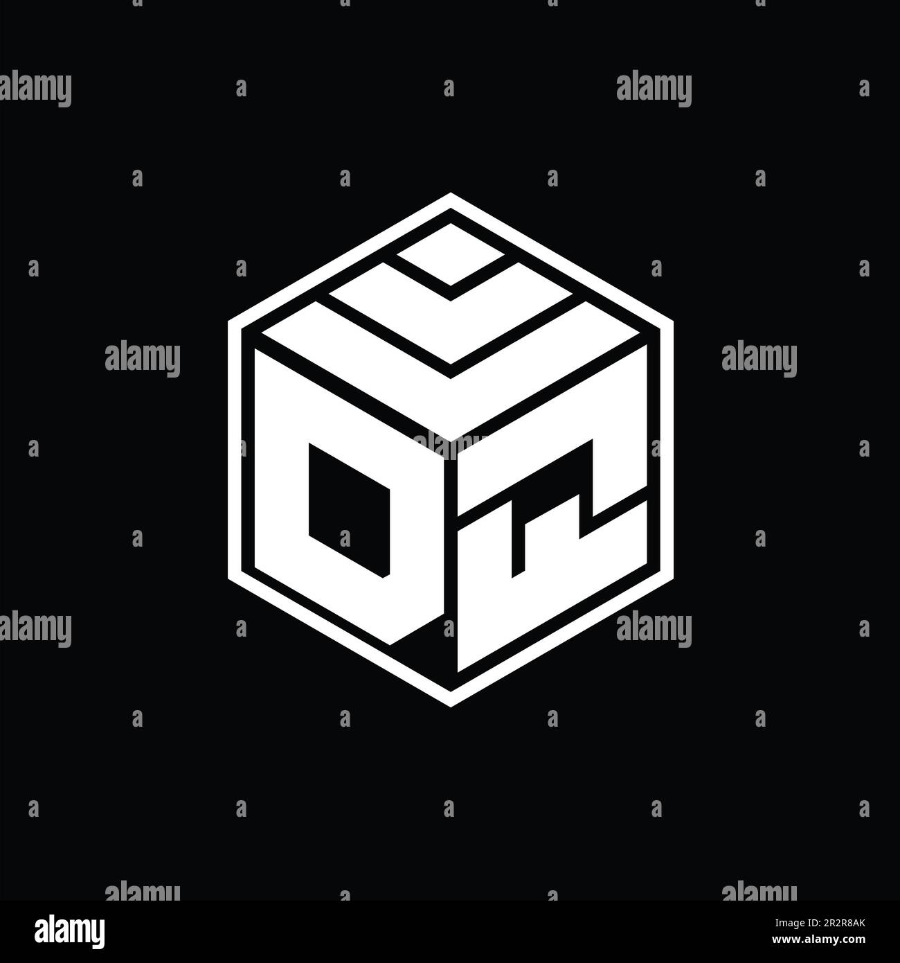 DQ Logo monogram with hexagon geometric shape isolated outline design ...