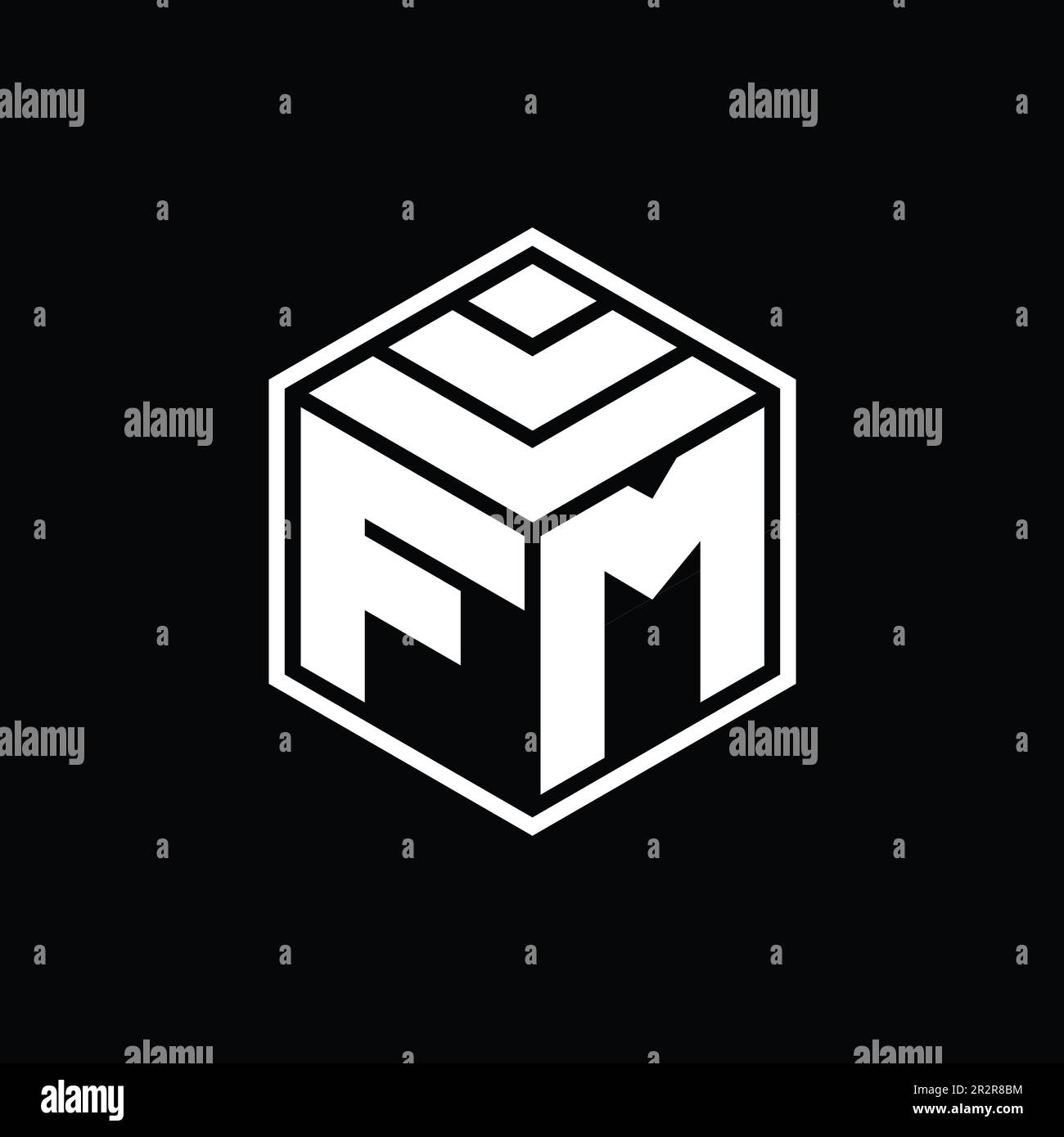 FM Logo monogram with hexagon geometric shape isolated outline design template Stock Photo - Alamy