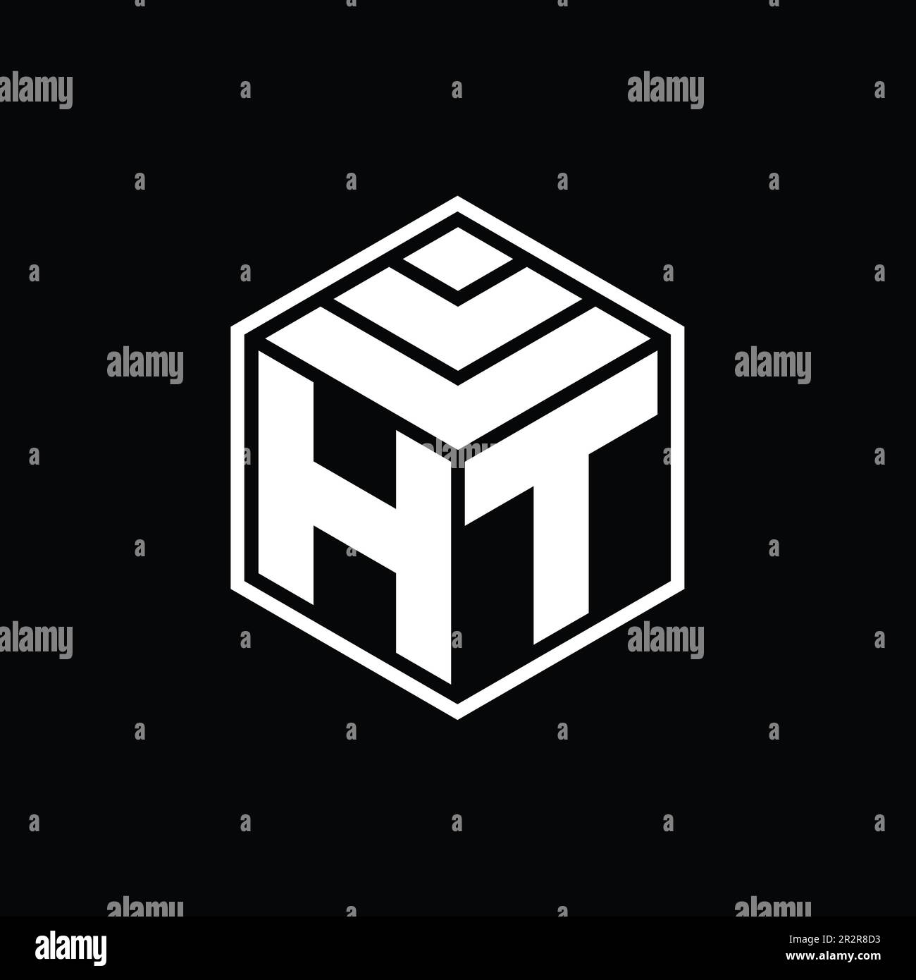 HT Logo monogram with hexagon geometric shape isolated outline design ...