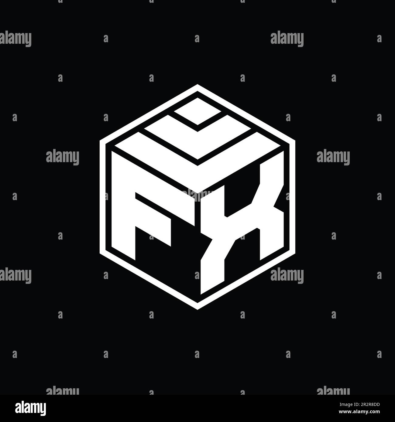 FX Logo monogram with hexagon geometric shape isolated outline design ...