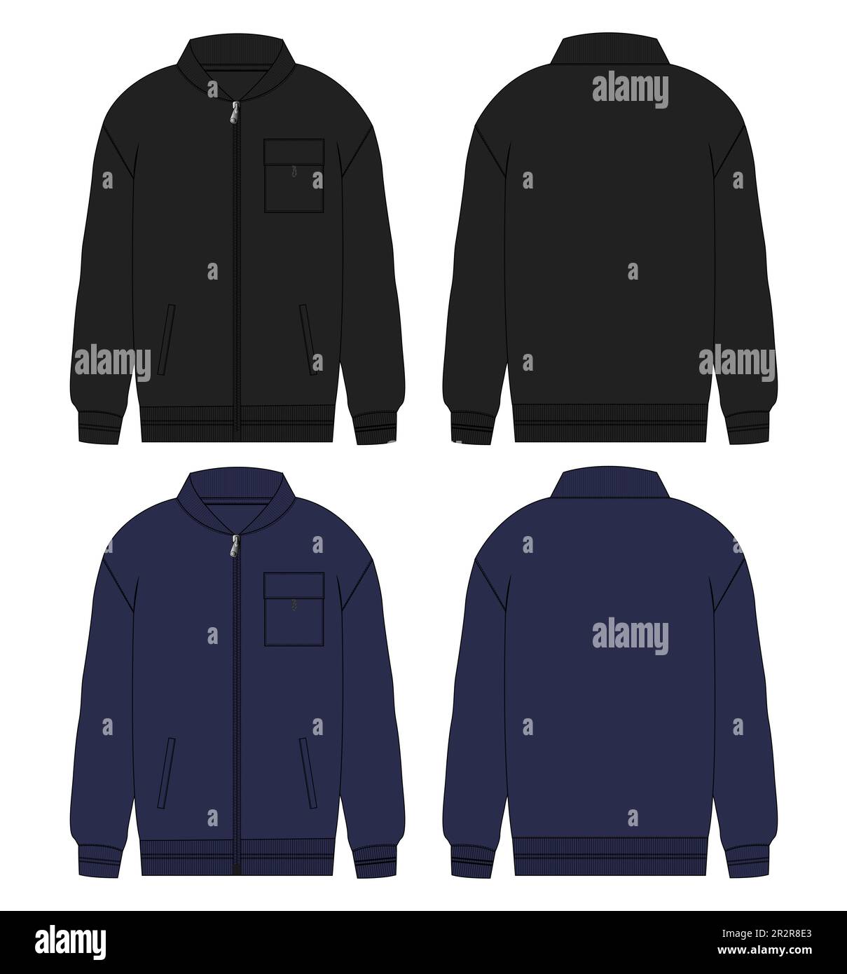 Bomber Jacket Technical Drawing Fashion flat sketch vector illustration ...