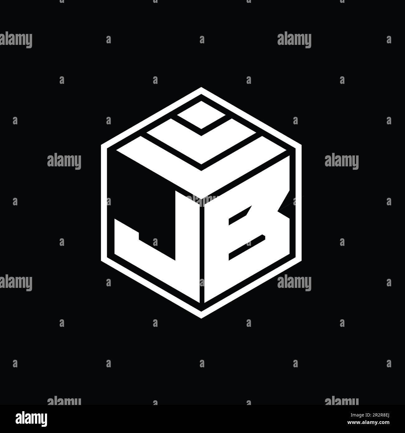 JB Logo monogram with hexagon geometric shape isolated outline design ...