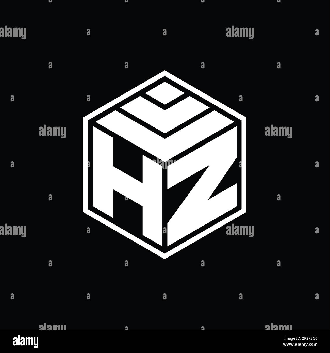 HZ Logo monogram with hexagon geometric shape isolated outline design template Stock Photo - Alamy