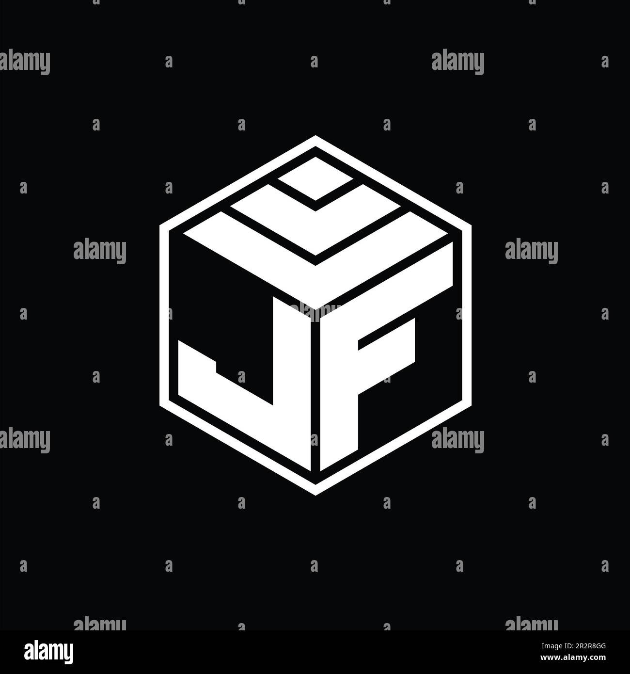 JF Logo monogram with hexagon geometric shape isolated outline design ...