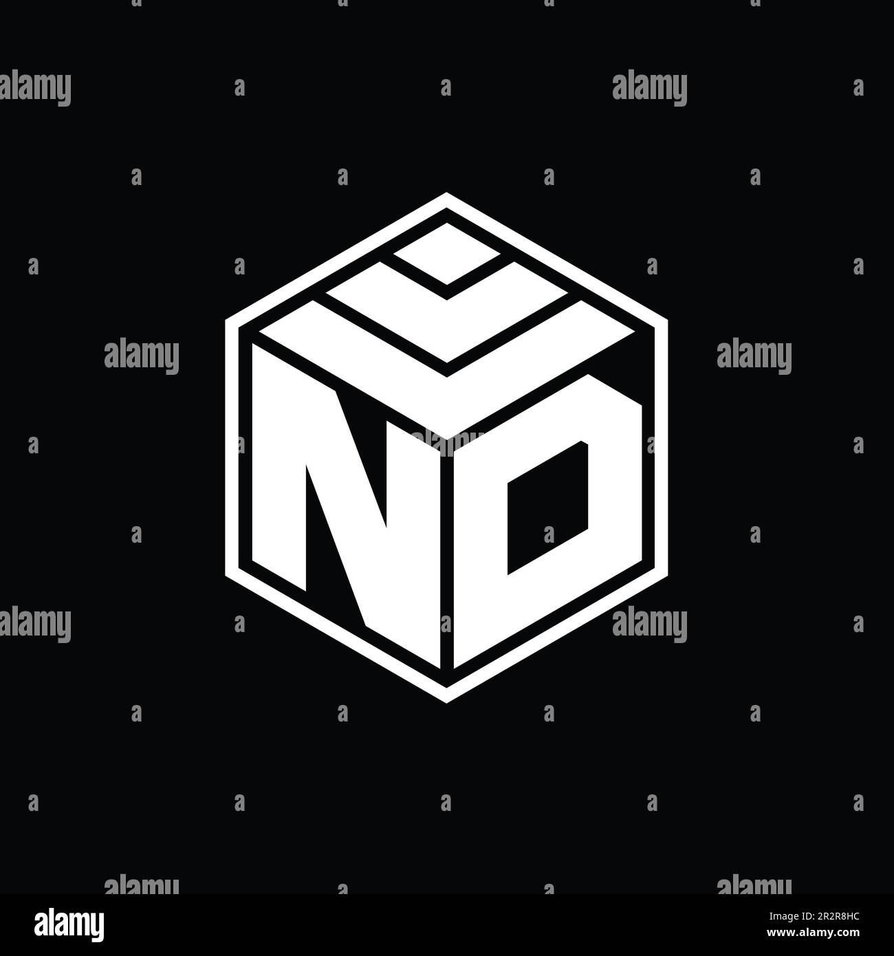 ND Logo monogram with hexagon geometric shape isolated outline design ...