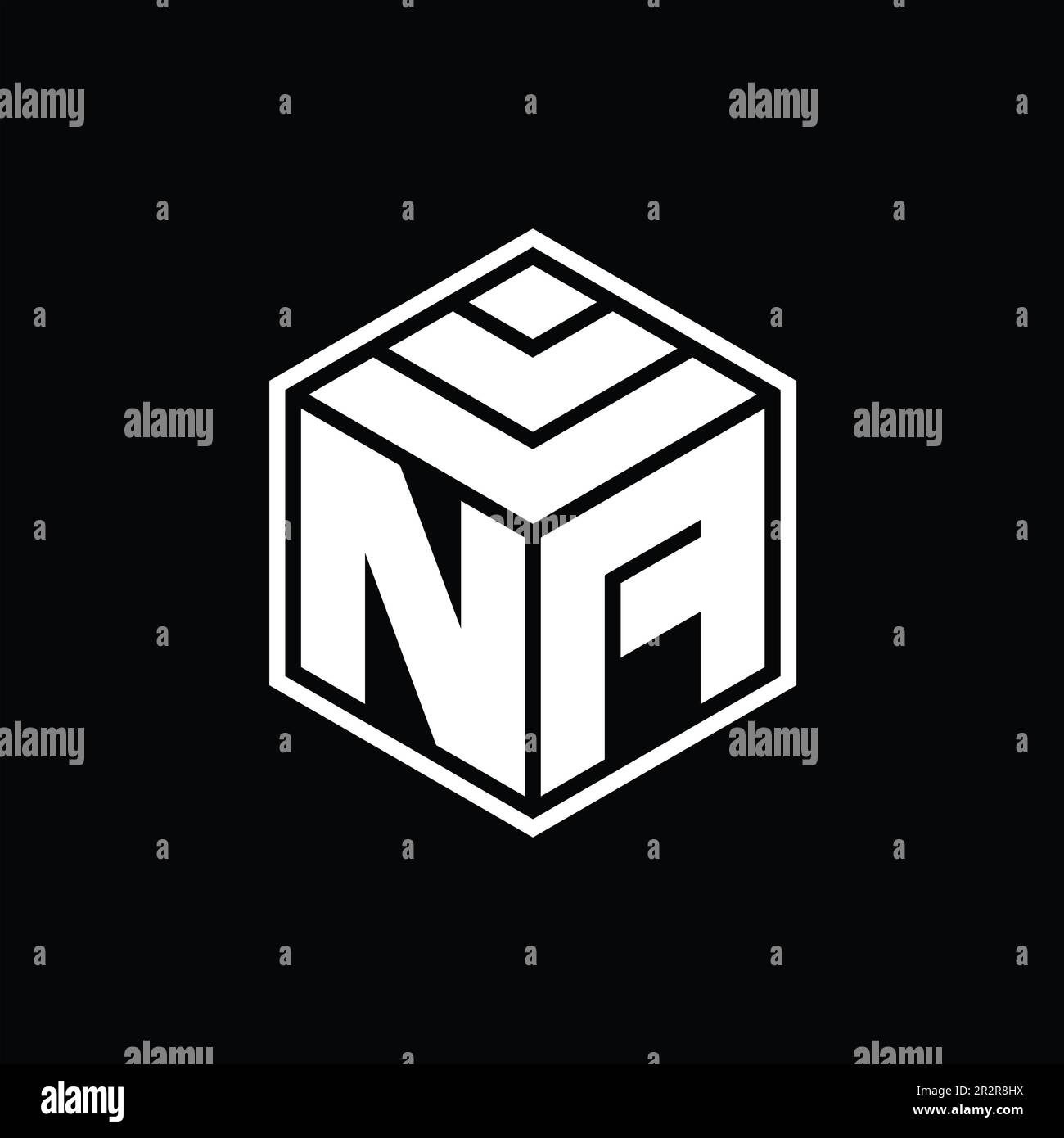 NA Logo monogram with hexagon geometric shape isolated outline design ...