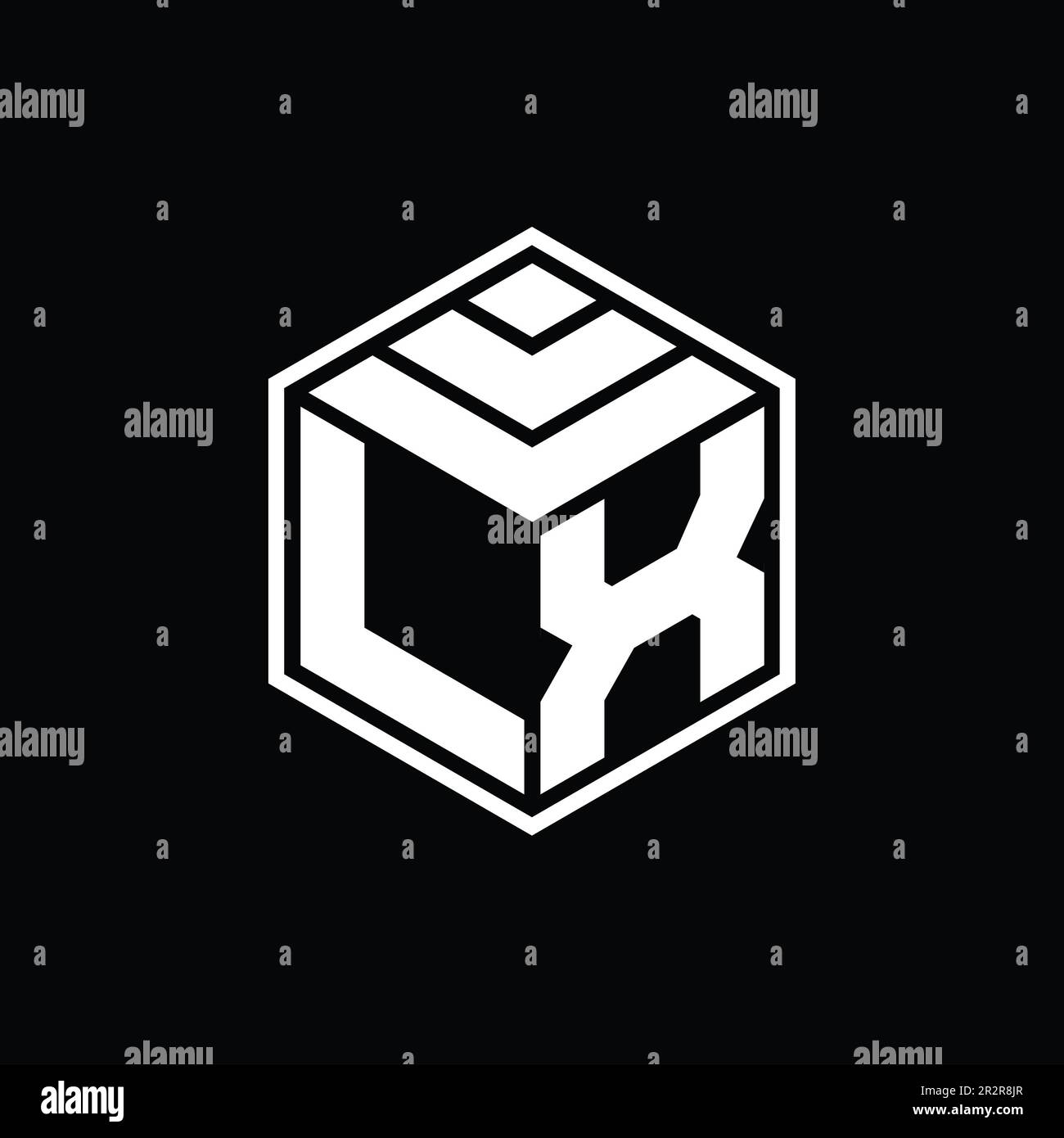 LX Logo monogram with hexagon geometric shape isolated outline design ...