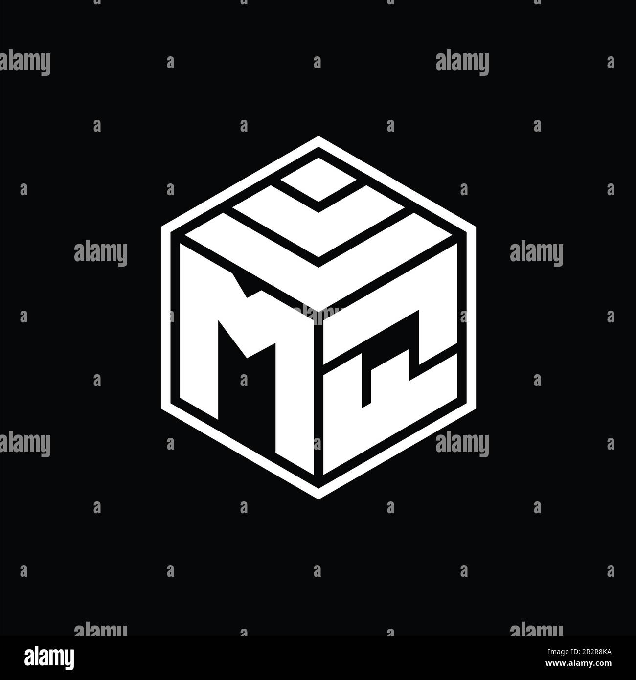 MQ Logo monogram with hexagon geometric shape isolated outline design ...