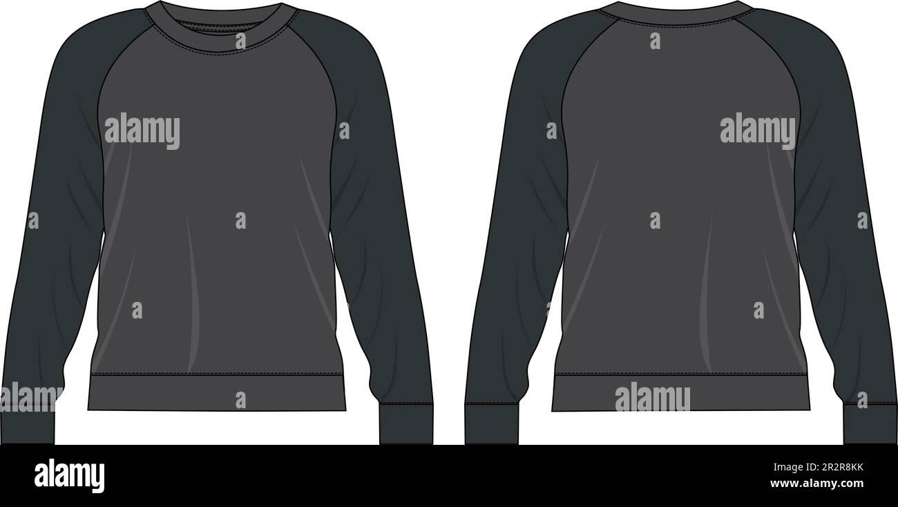 Sweatshirt technical drawing fashion flat sketch vector illustration ...