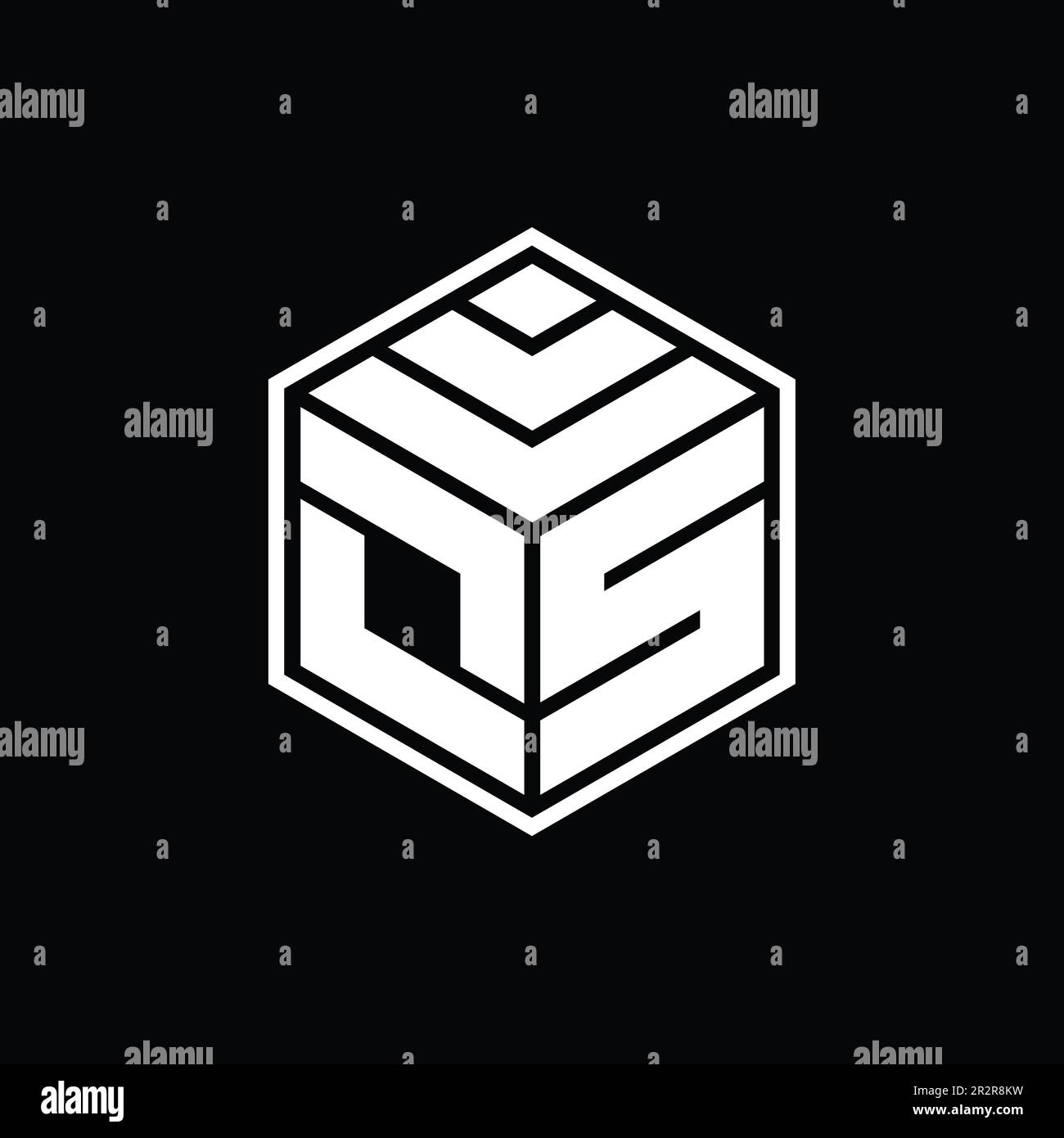 OS Logo monogram with hexagon geometric shape isolated outline design ...
