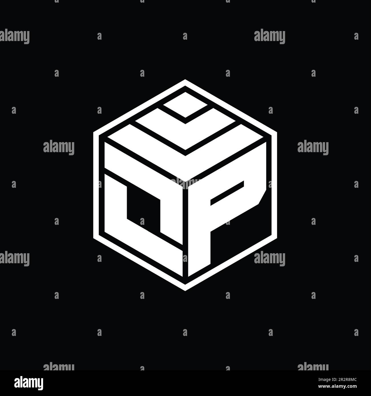 OP Logo monogram with hexagon geometric shape isolated outline design ...