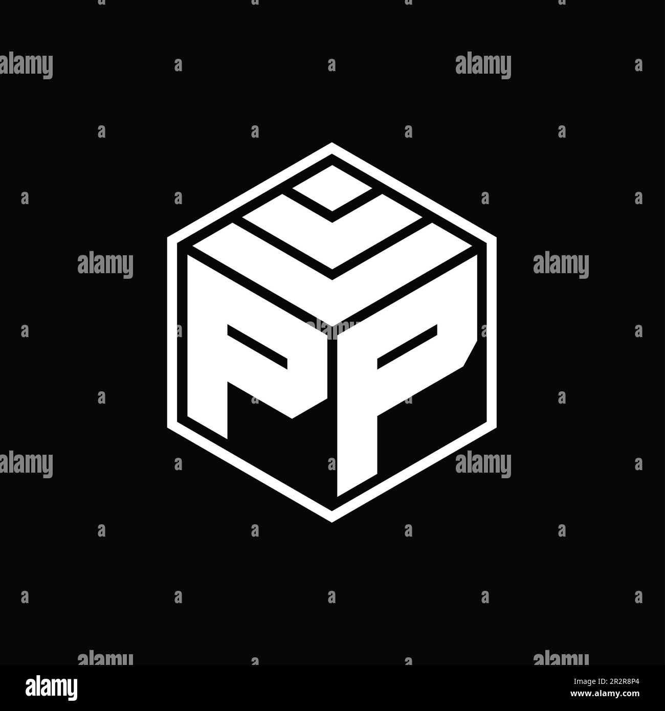 PP Logo monogram with hexagon geometric shape isolated outline design ...