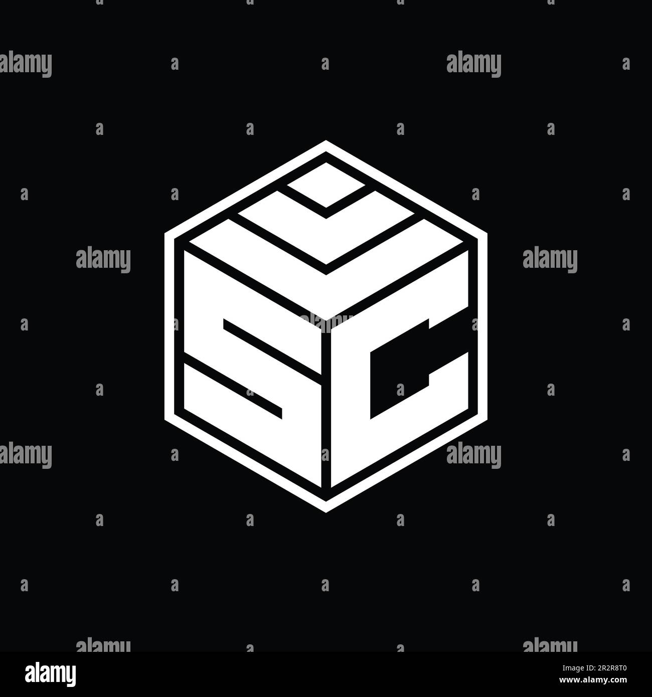 SC Logo monogram with hexagon geometric shape isolated outline design template Stock Photo - Alamy