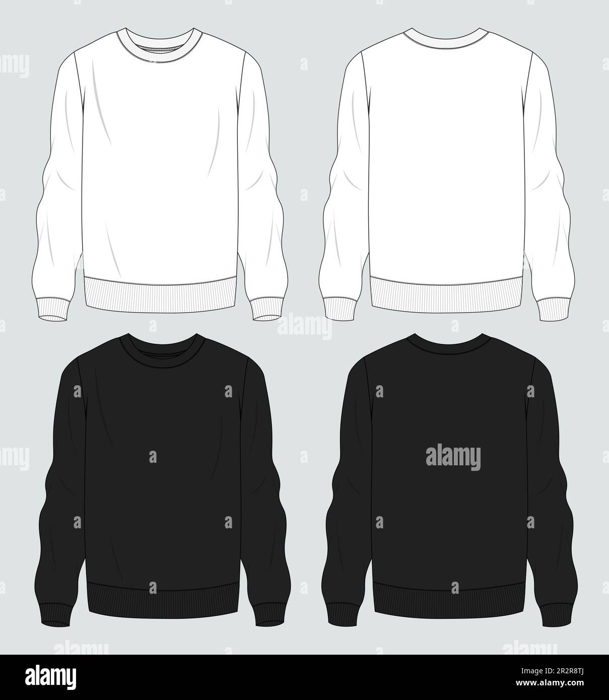Sweatshirt technical drawing fashion flat sketch vector illustration ...