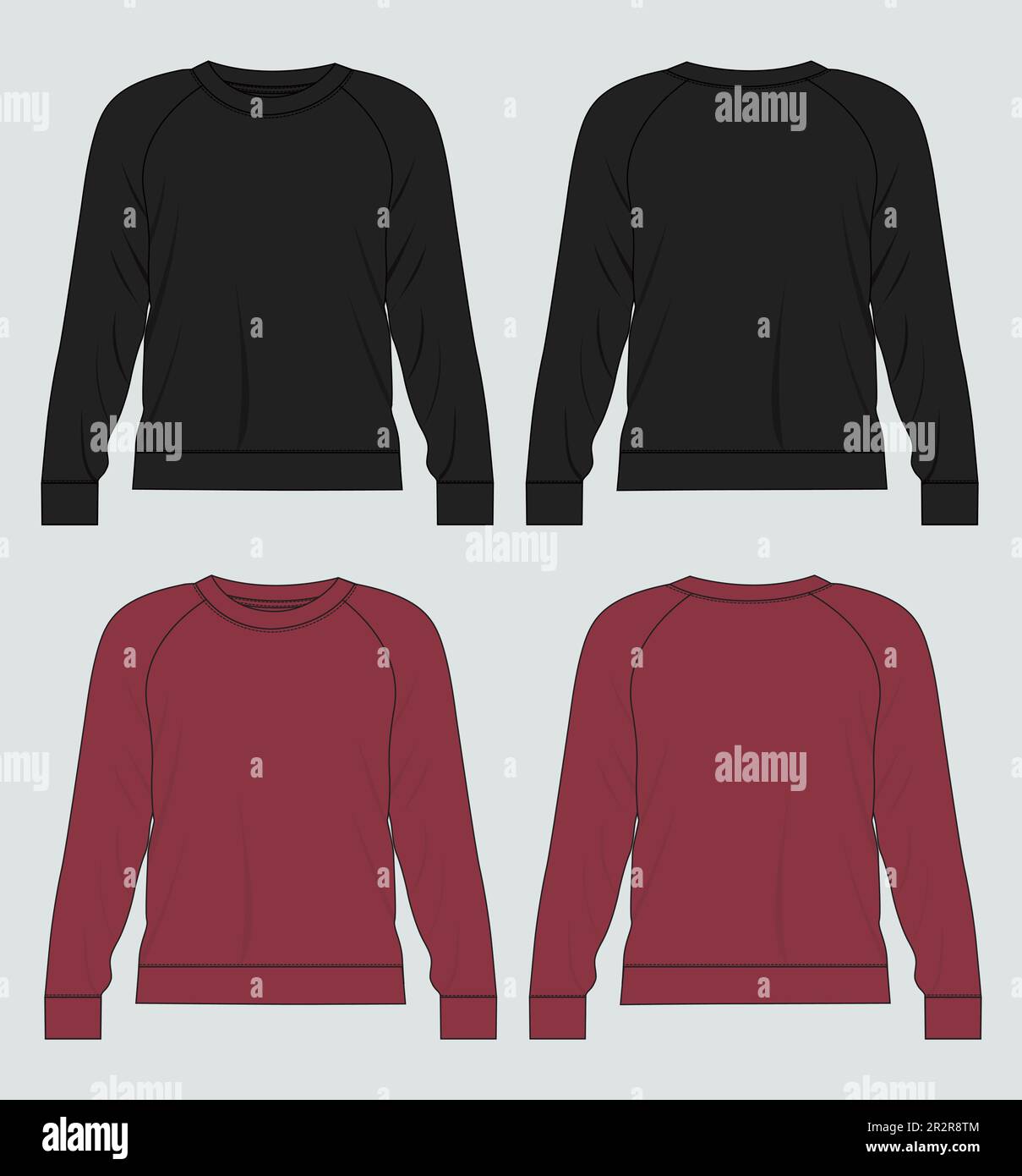 Sweatshirt technical drawing fashion flat sketch vector illustration ...