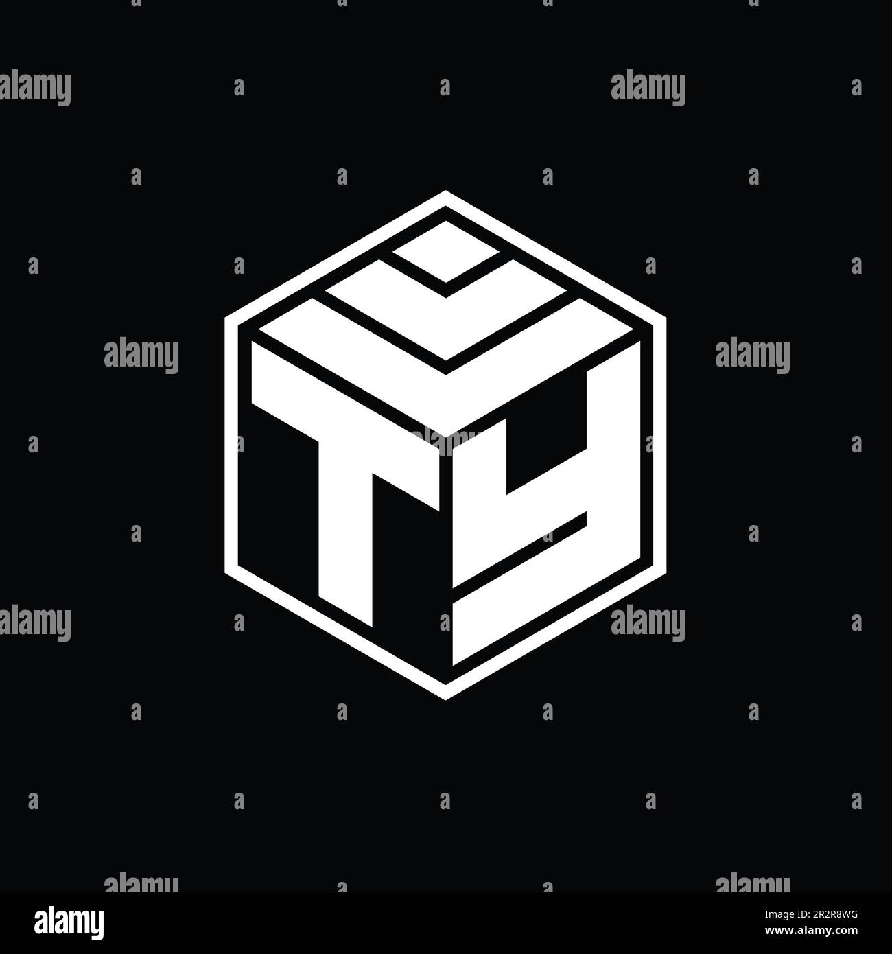 TY Logo monogram with hexagon geometric shape isolated outline design ...