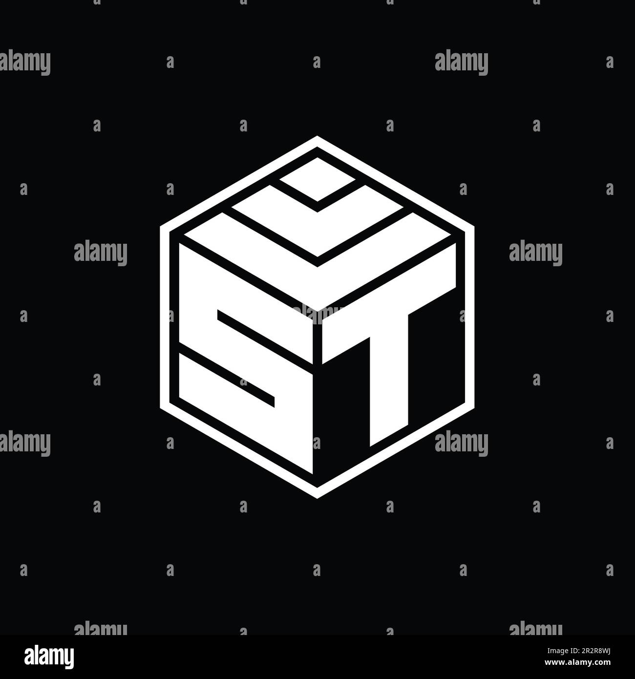ST Logo monogram with hexagon geometric shape isolated outline design ...