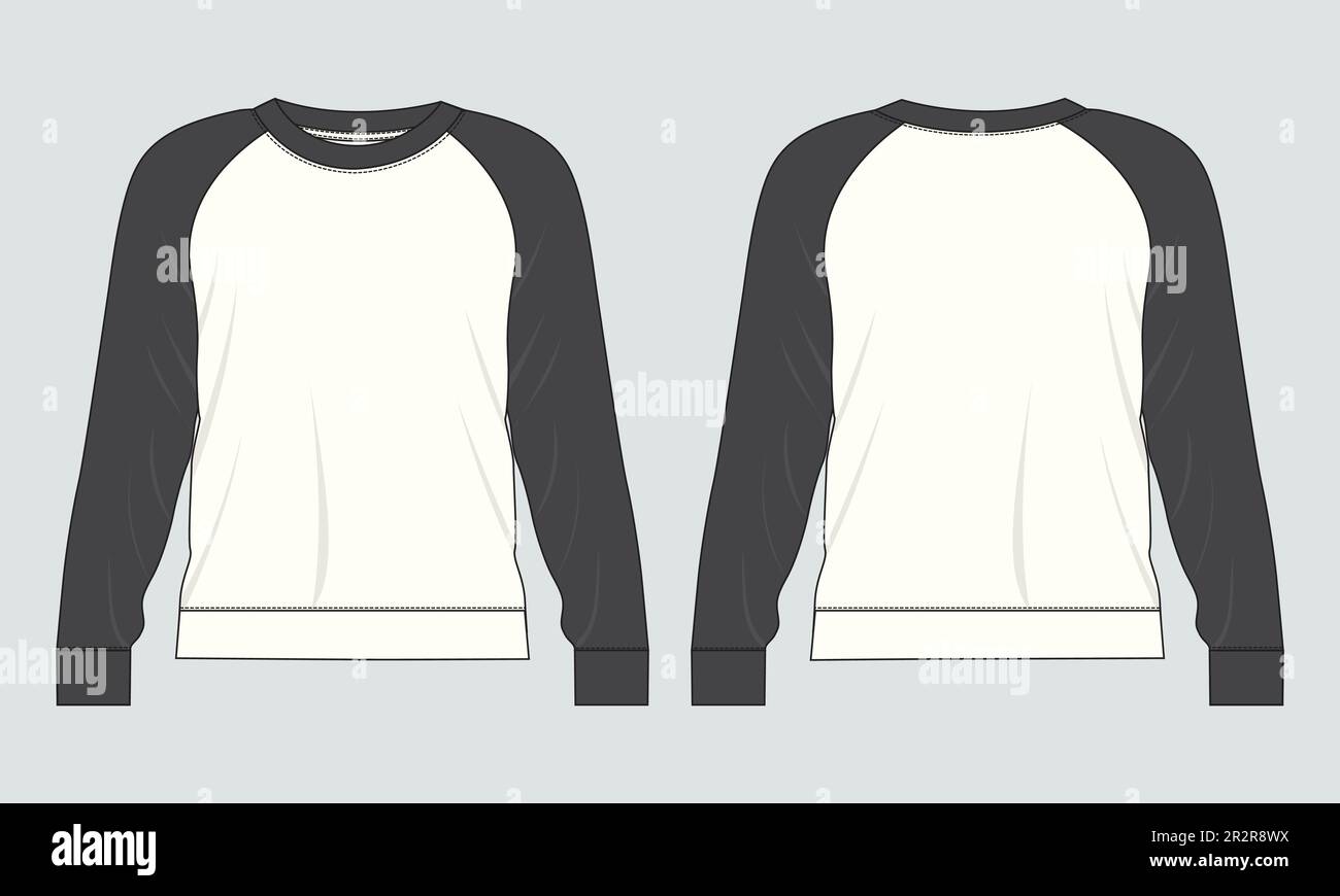 Sweatshirt technical drawing fashion flat sketch vector illustration ...