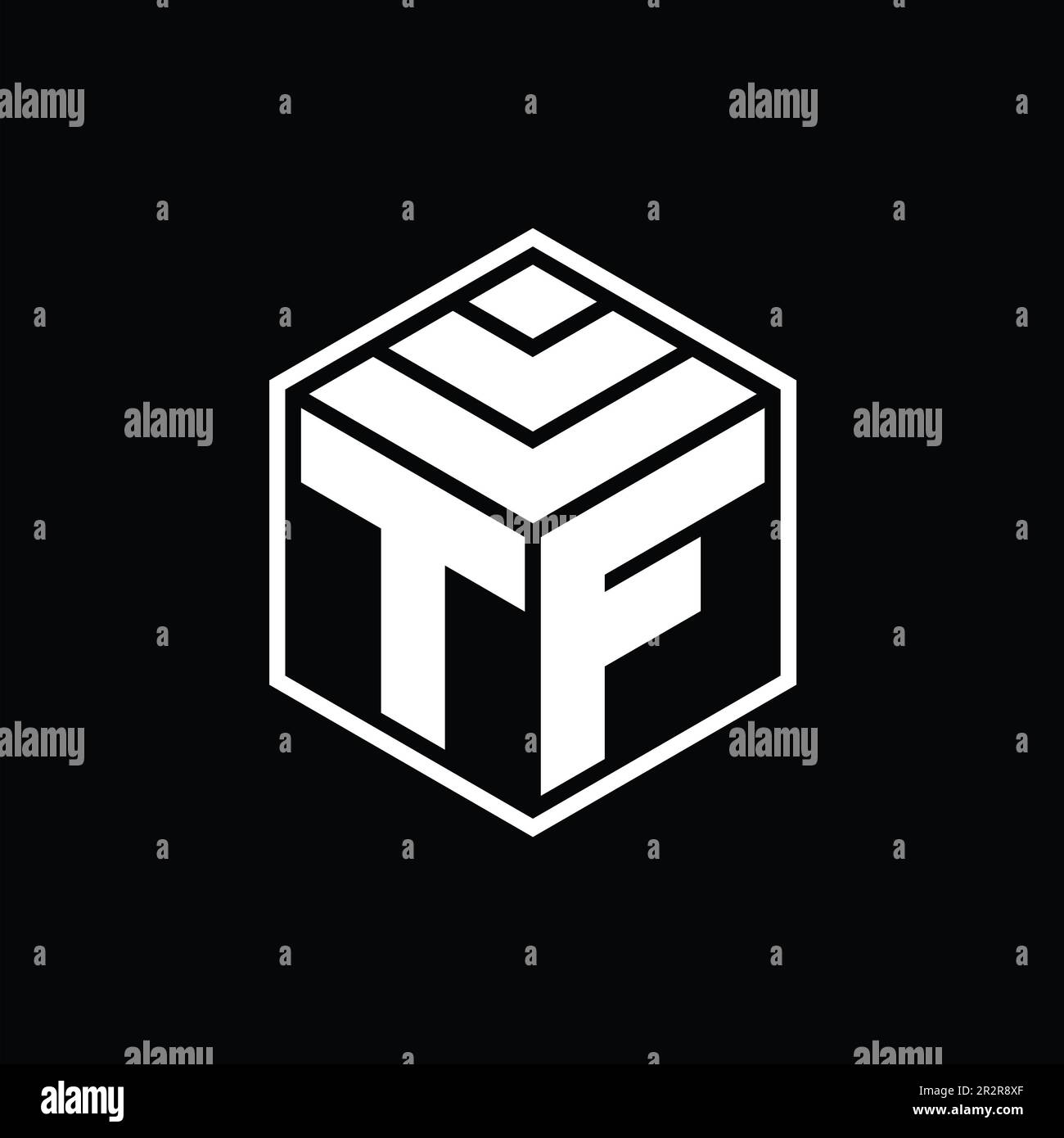 TF Logo monogram with hexagon geometric shape isolated outline design ...