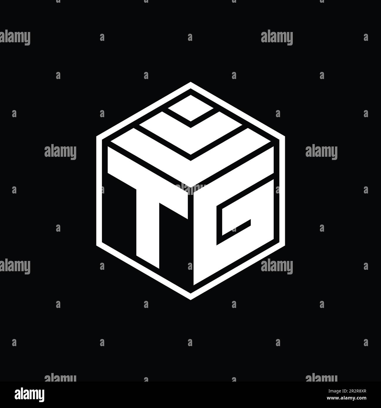 TG Logo monogram with hexagon geometric shape isolated outline design ...