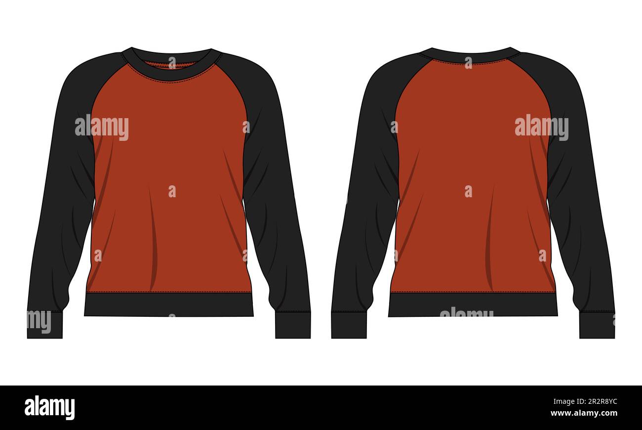 Sweatshirt technical drawing fashion flat sketch vector illustration ...