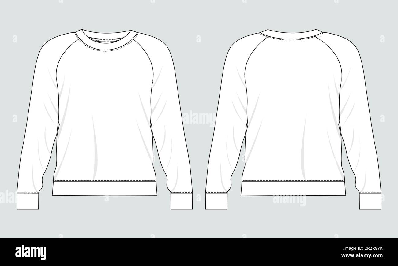 Sweatshirt technical drawing fashion flat sketch vector illustration ...