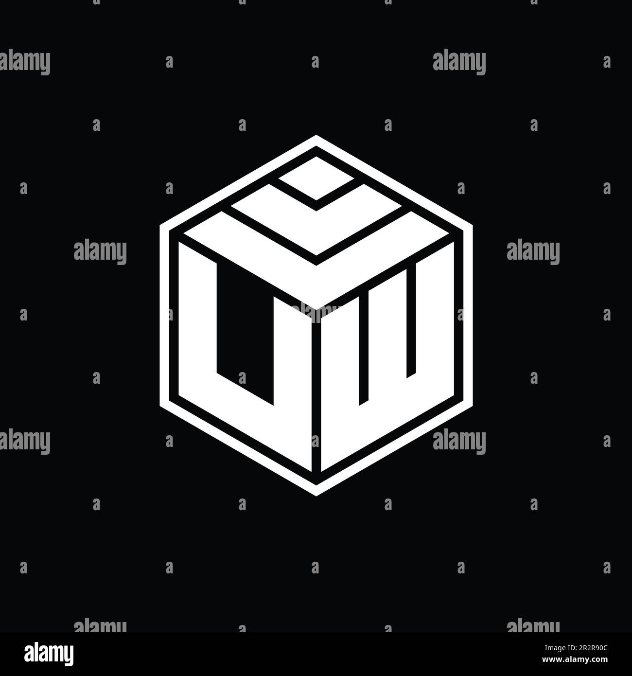 UW Logo monogram with hexagon geometric shape isolated outline design ...