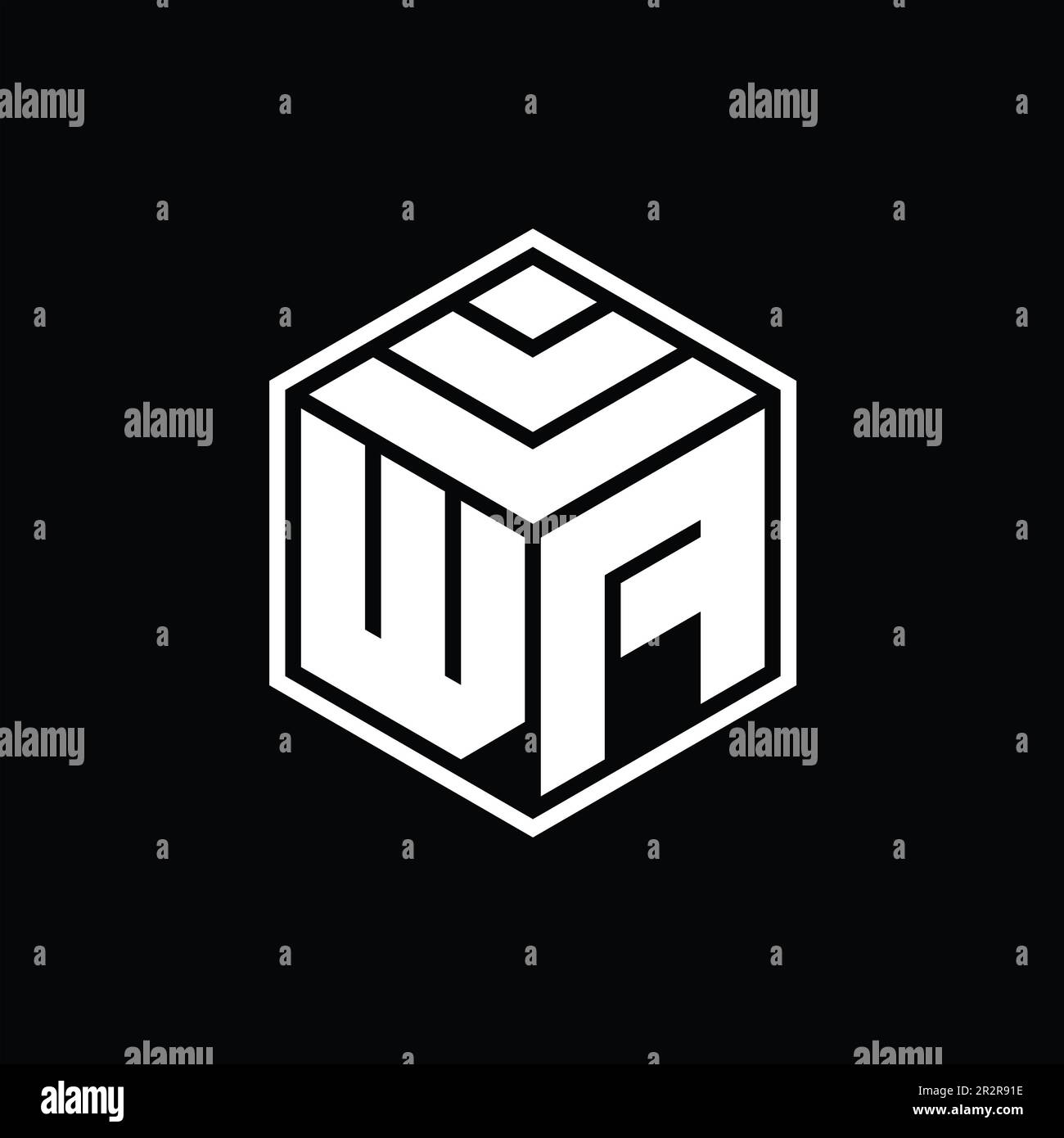 WA Logo monogram with hexagon geometric shape isolated outline design ...