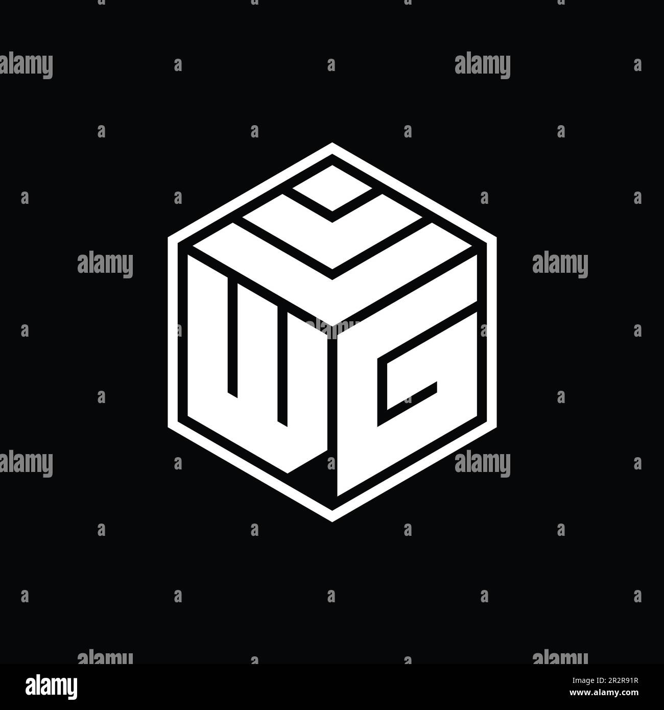 WG Logo monogram with hexagon geometric shape isolated outline design ...