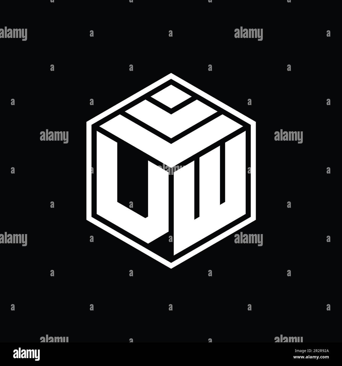 VW Logo monogram with hexagon geometric shape isolated outline design ...