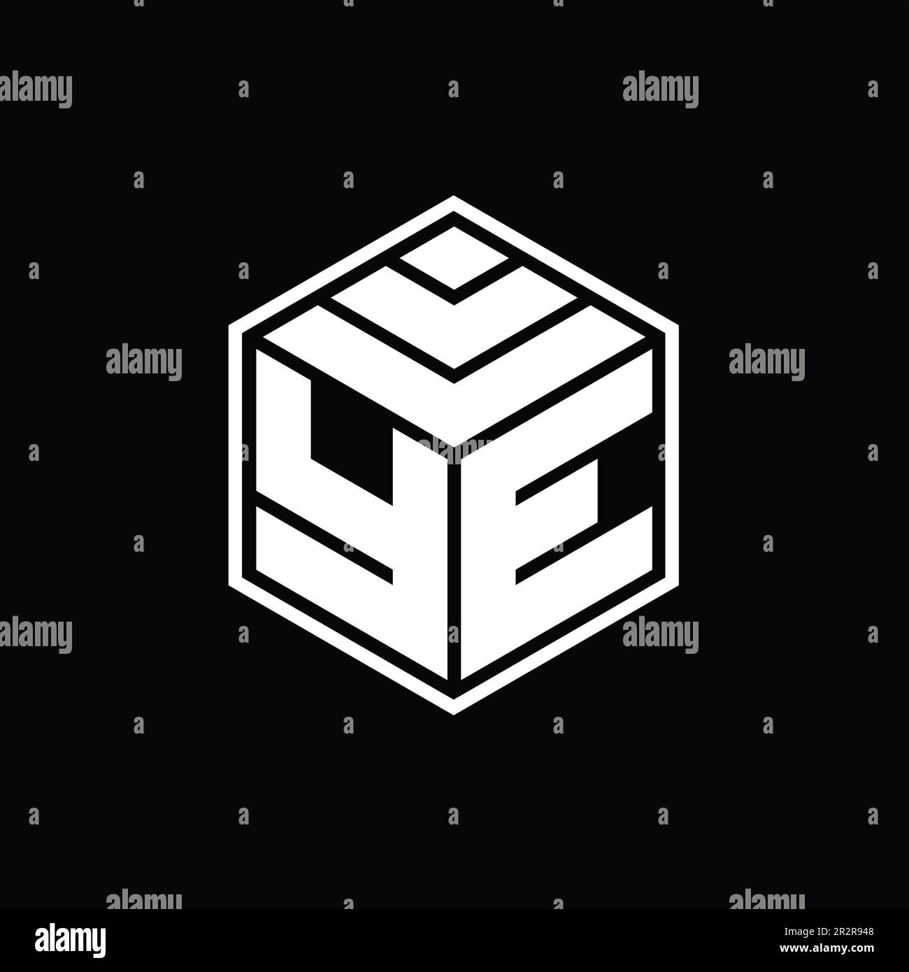 YE Logo monogram with hexagon geometric shape isolated outline design ...