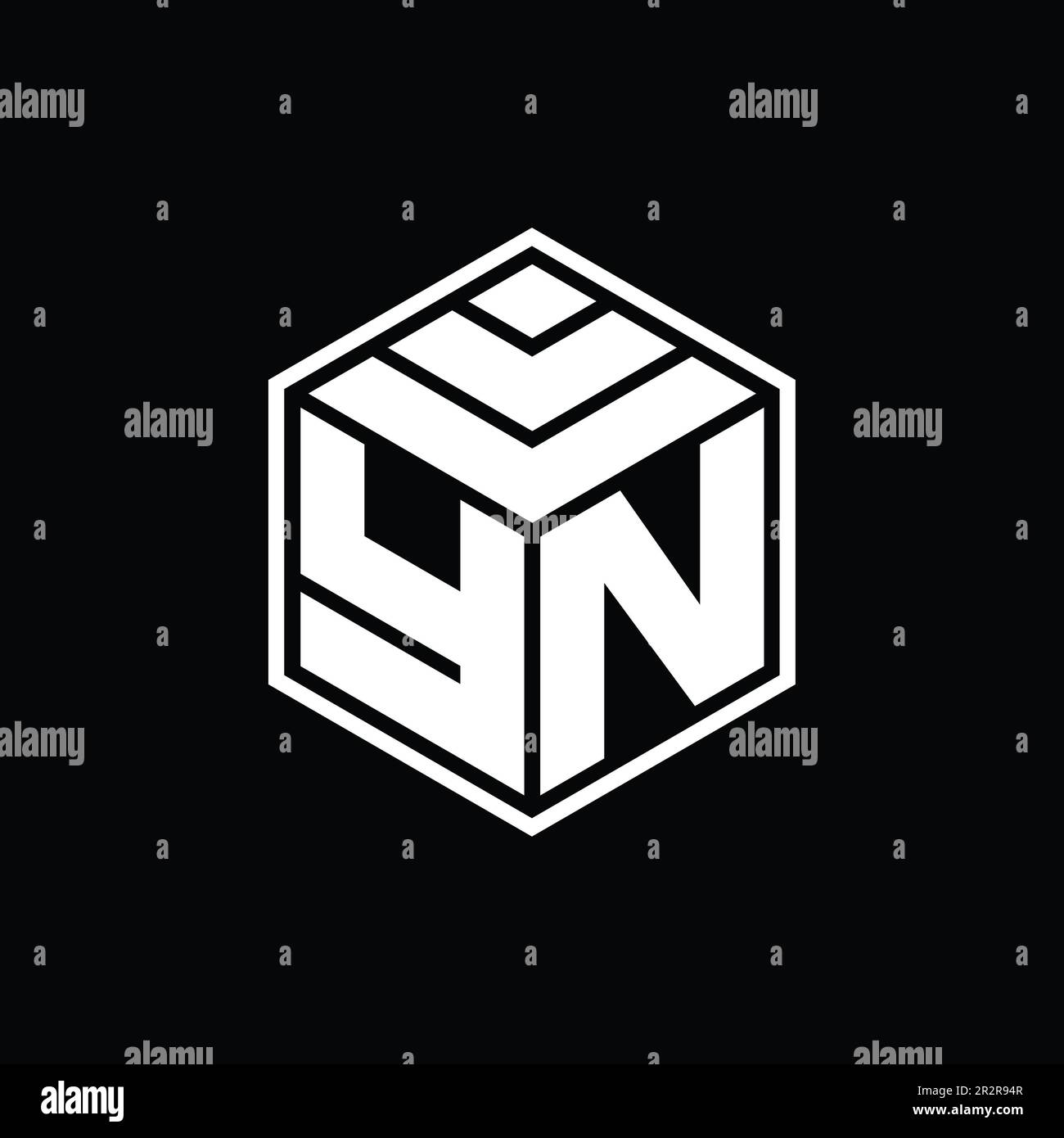 YN Logo monogram with hexagon geometric shape isolated outline design ...