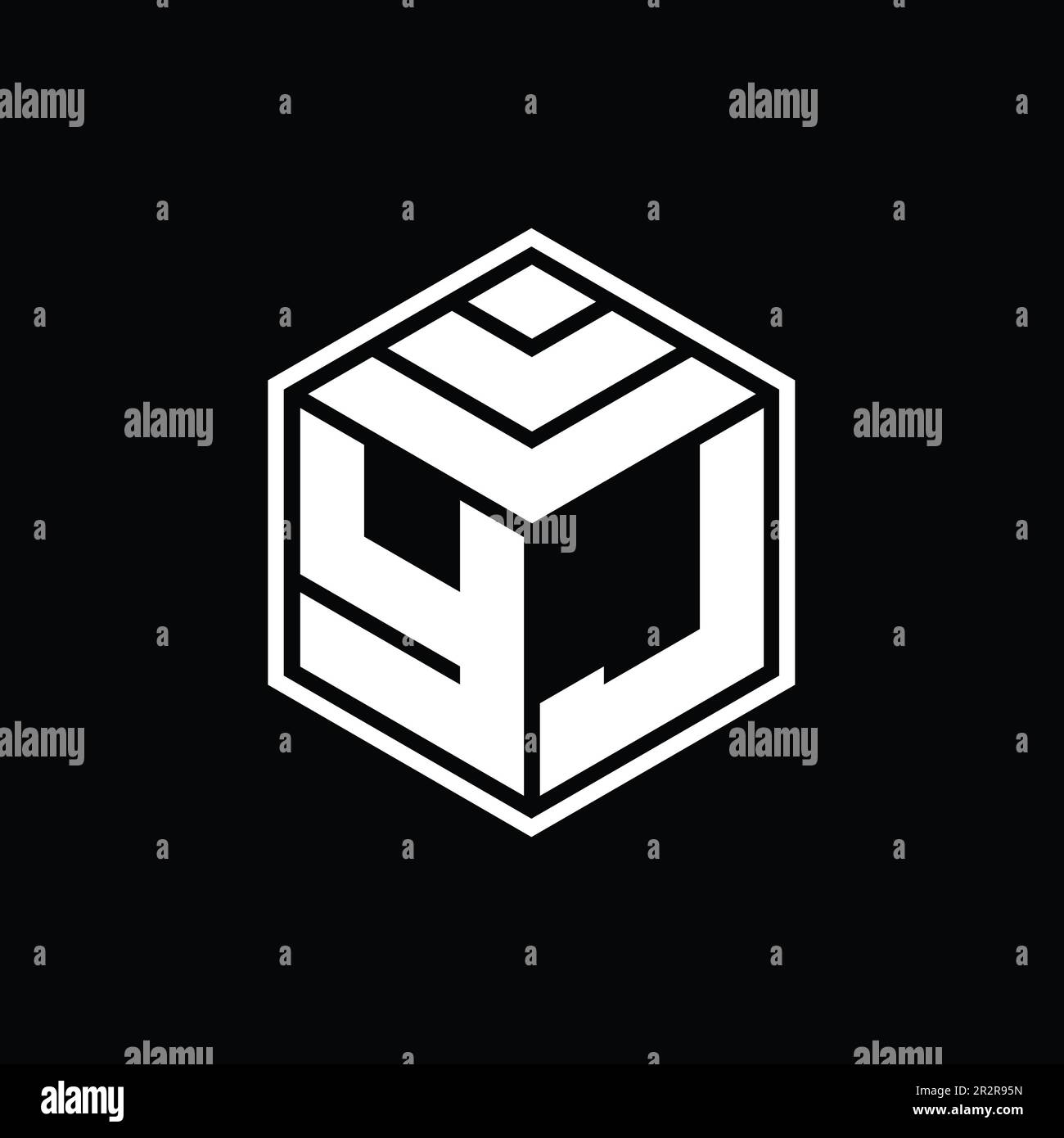 YJ Logo monogram with hexagon geometric shape isolated outline design template Stock Photo - Alamy