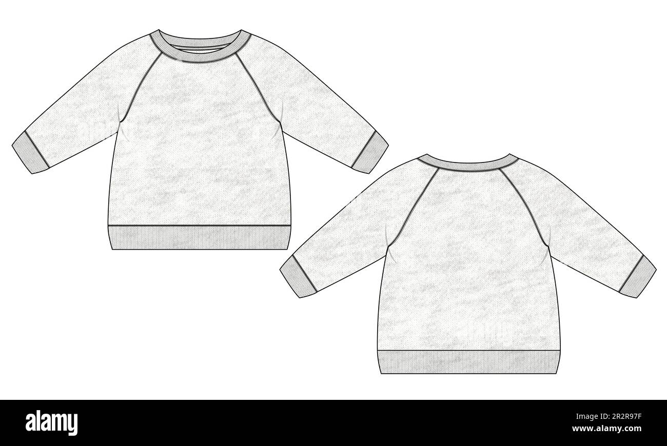 Sweatshirt technical drawing fashion flat sketch vector illustration ...