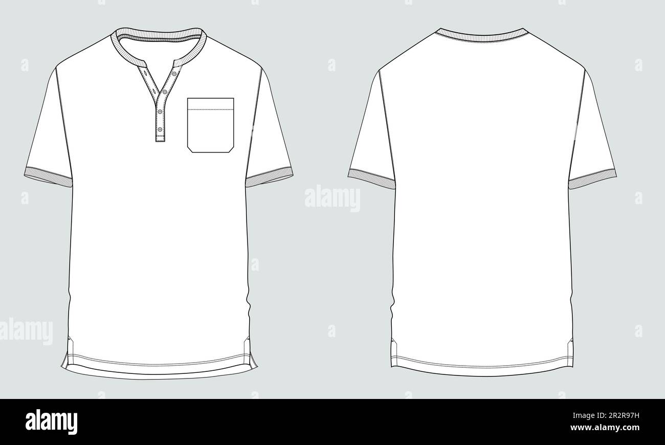 T shirt technical drawing fashion flat sketch vector illustration ...