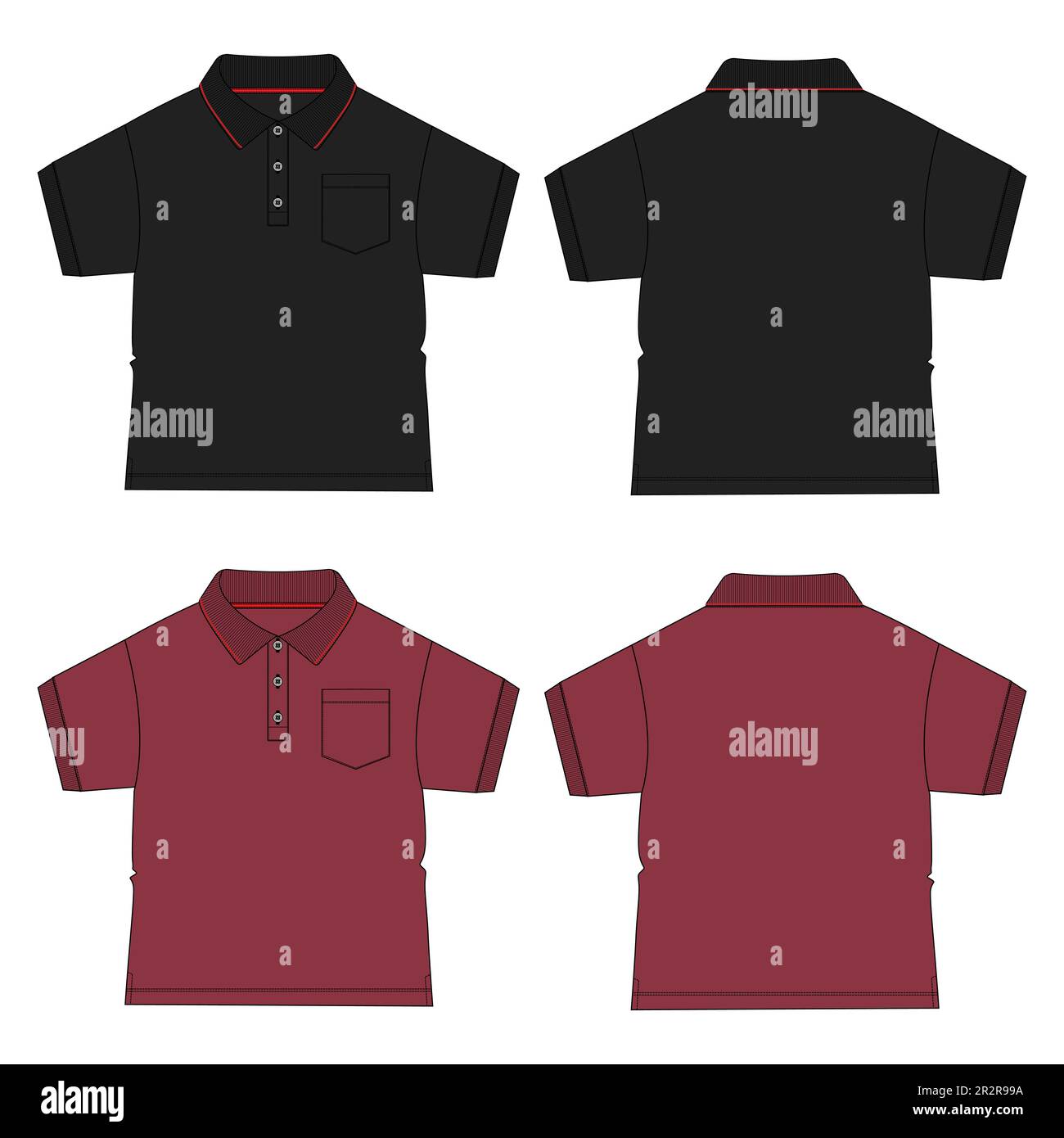 Short sleeve polo shirt vector illustration template front and back ...