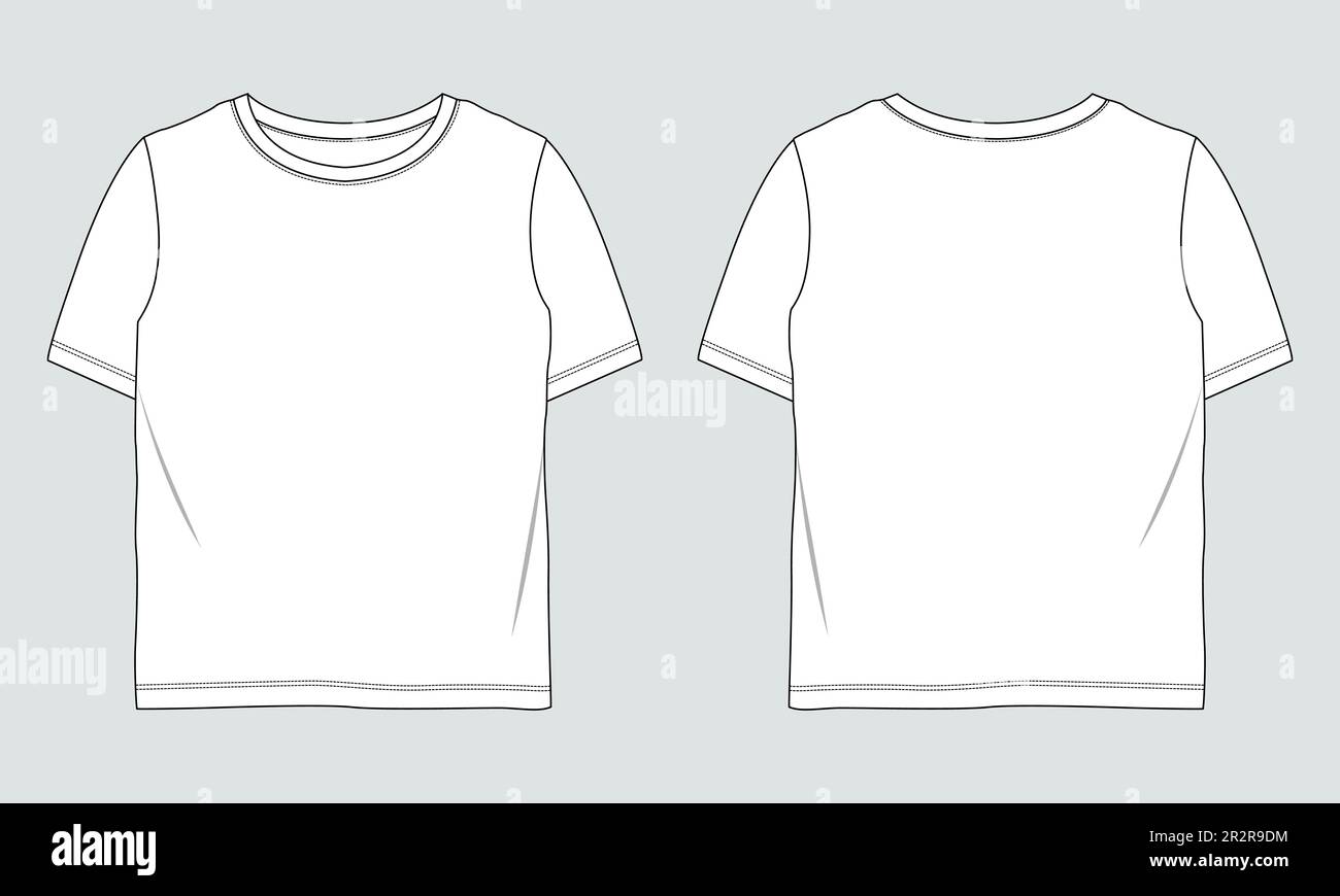 T shirt technical drawing fashion flat sketch vector illustration ...
