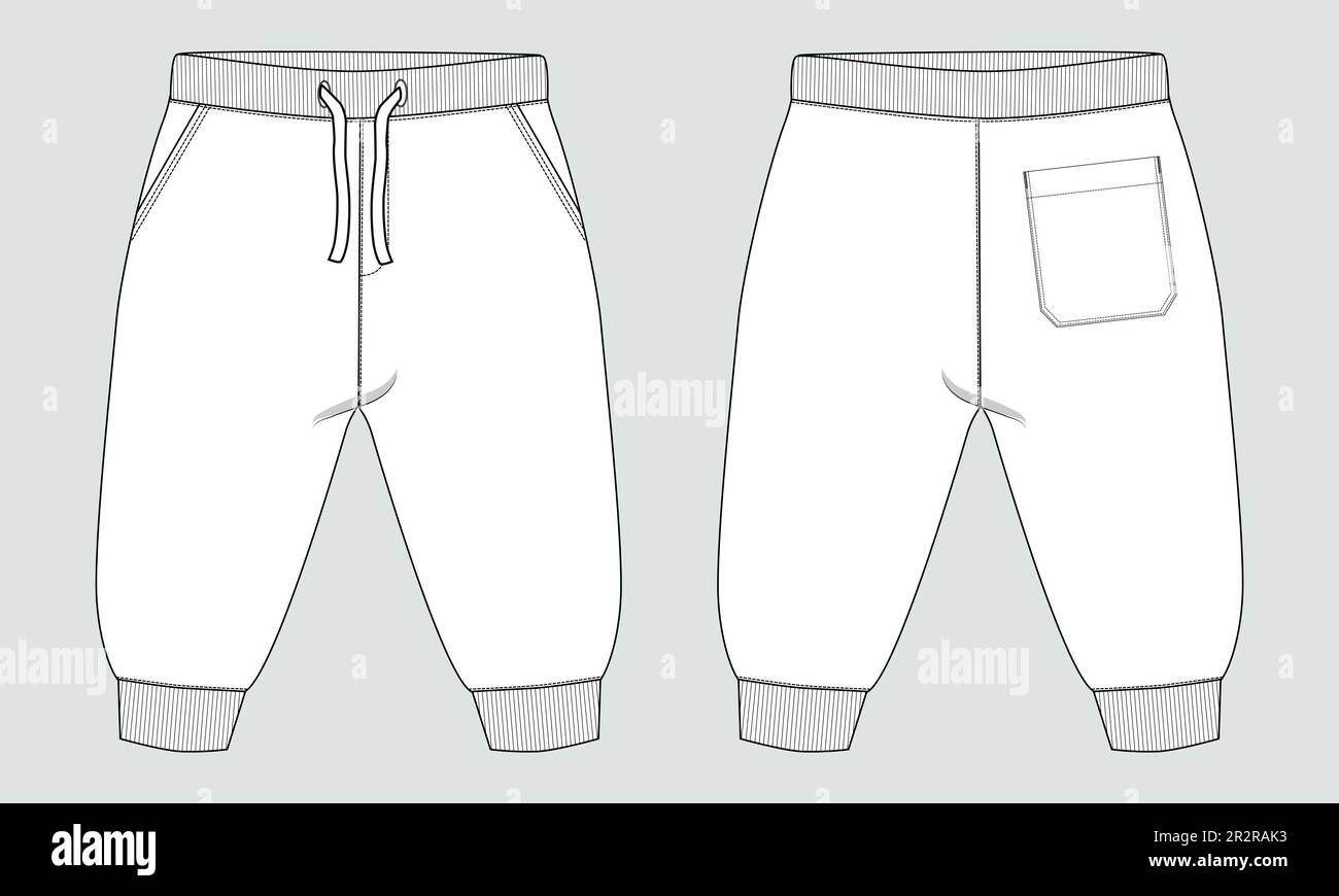 Clothing pant technical drawing fashion flat sketch vector illustration ...