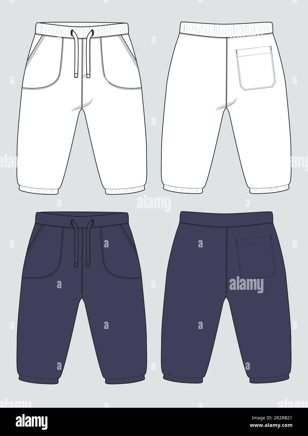 Clothing pant technical drawing fashion flat sketch vector illustration ...