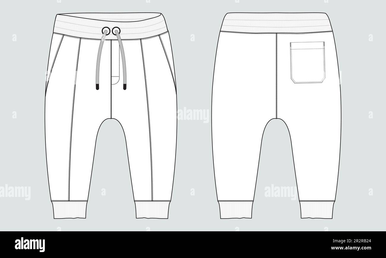Clothing pant technical drawing fashion flat sketch vector illustration ...